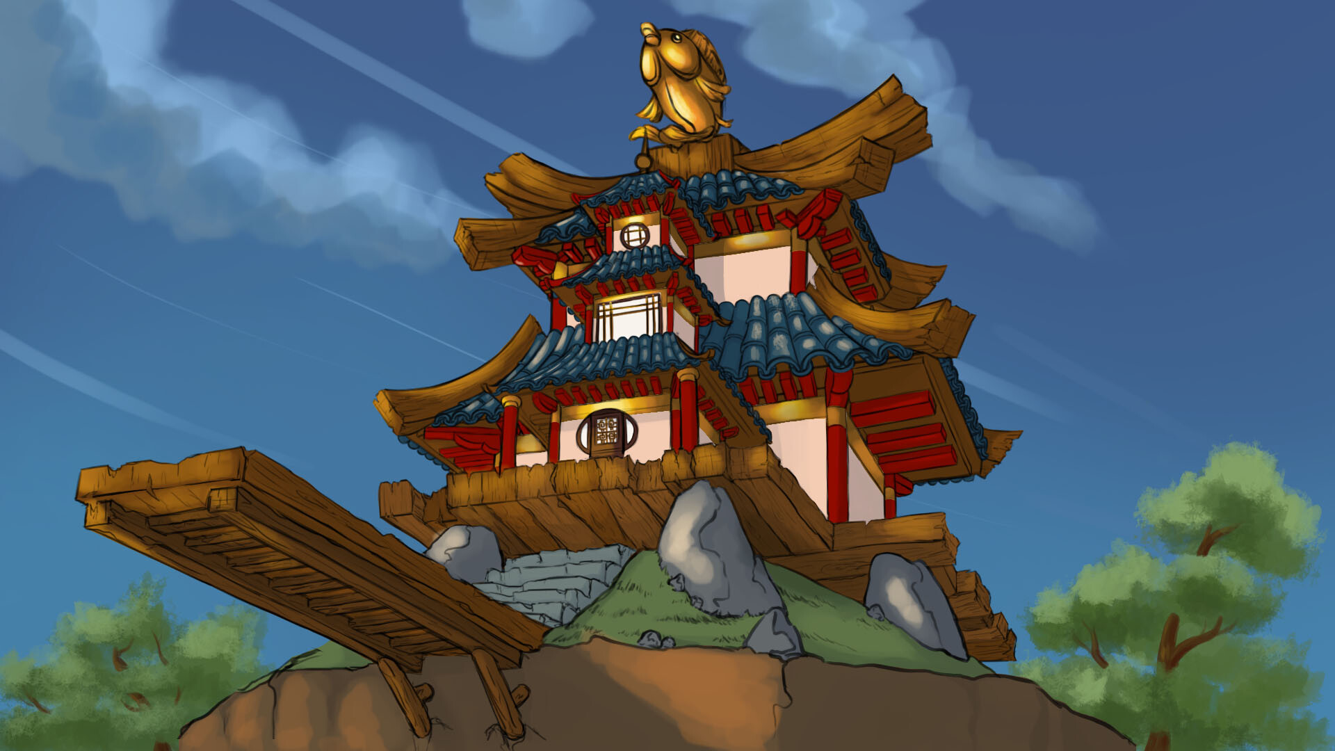 ArtStation - Chinese fish temple