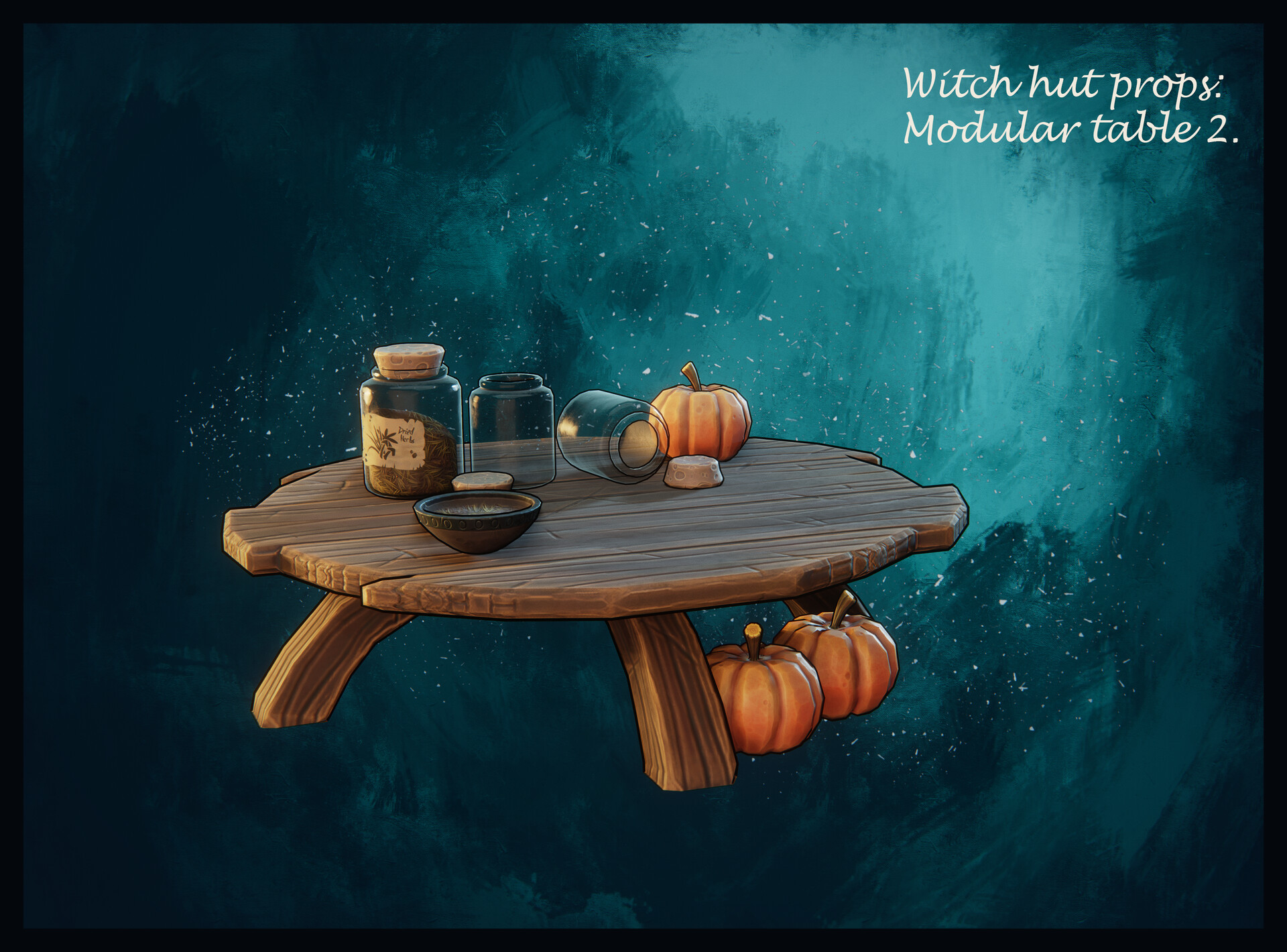 ArtStation - Witch hut props: modular table 2