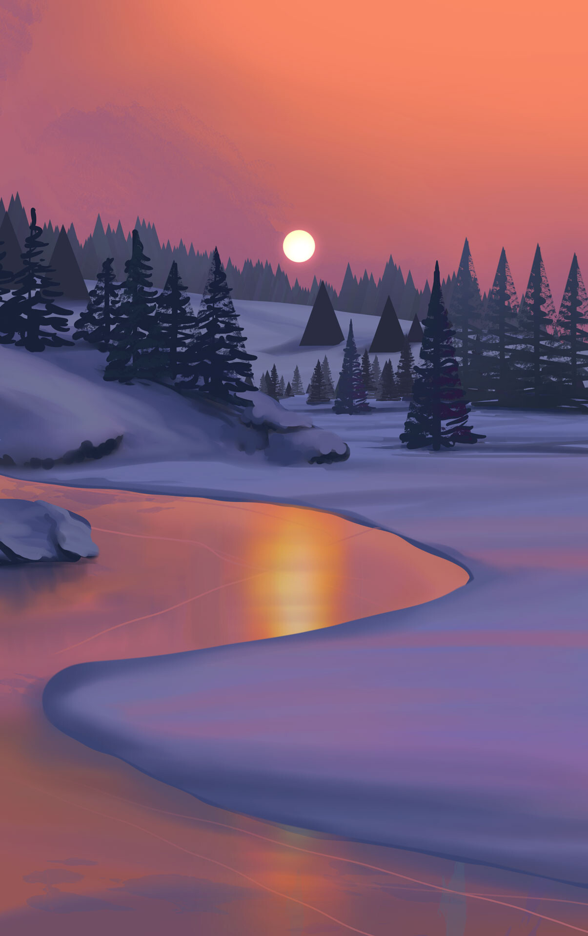 ArtStation - Ice at sunset