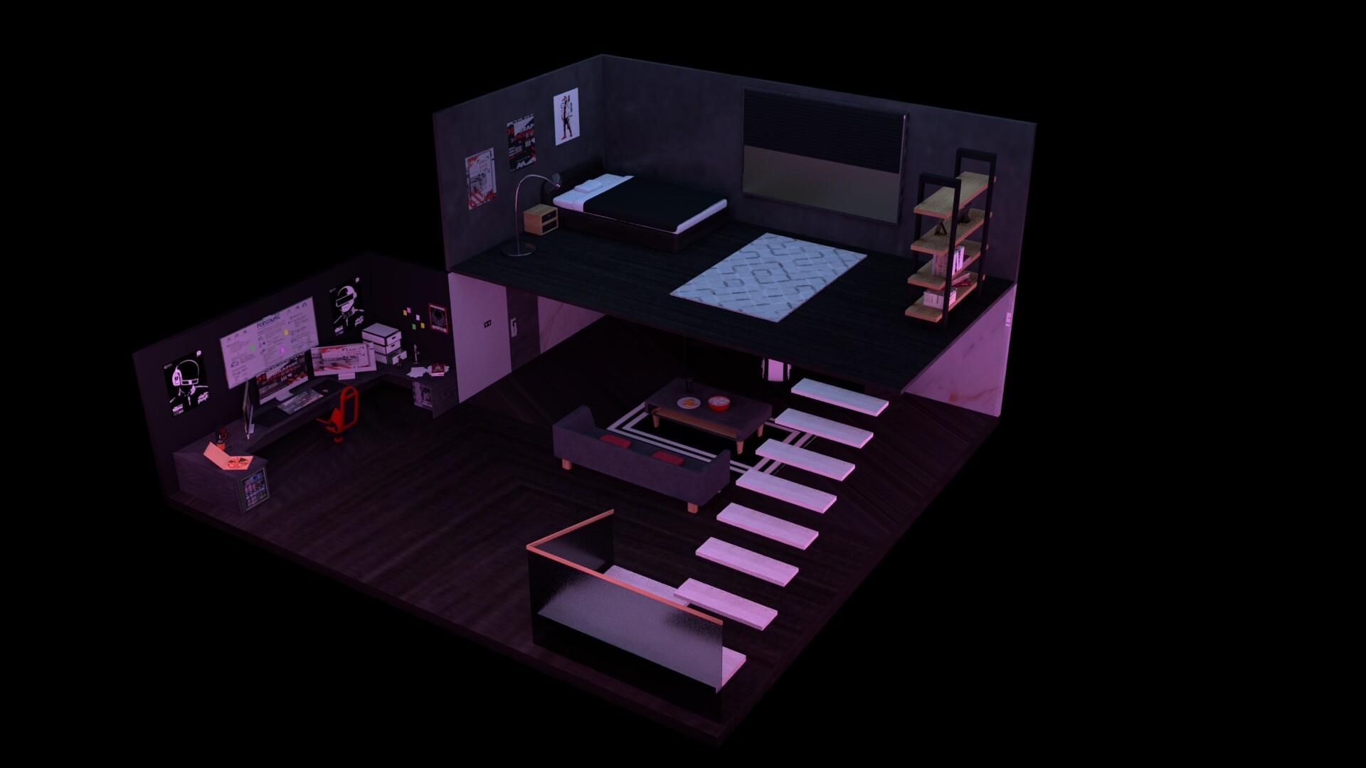 ArtStation - Neo noir Bedroom