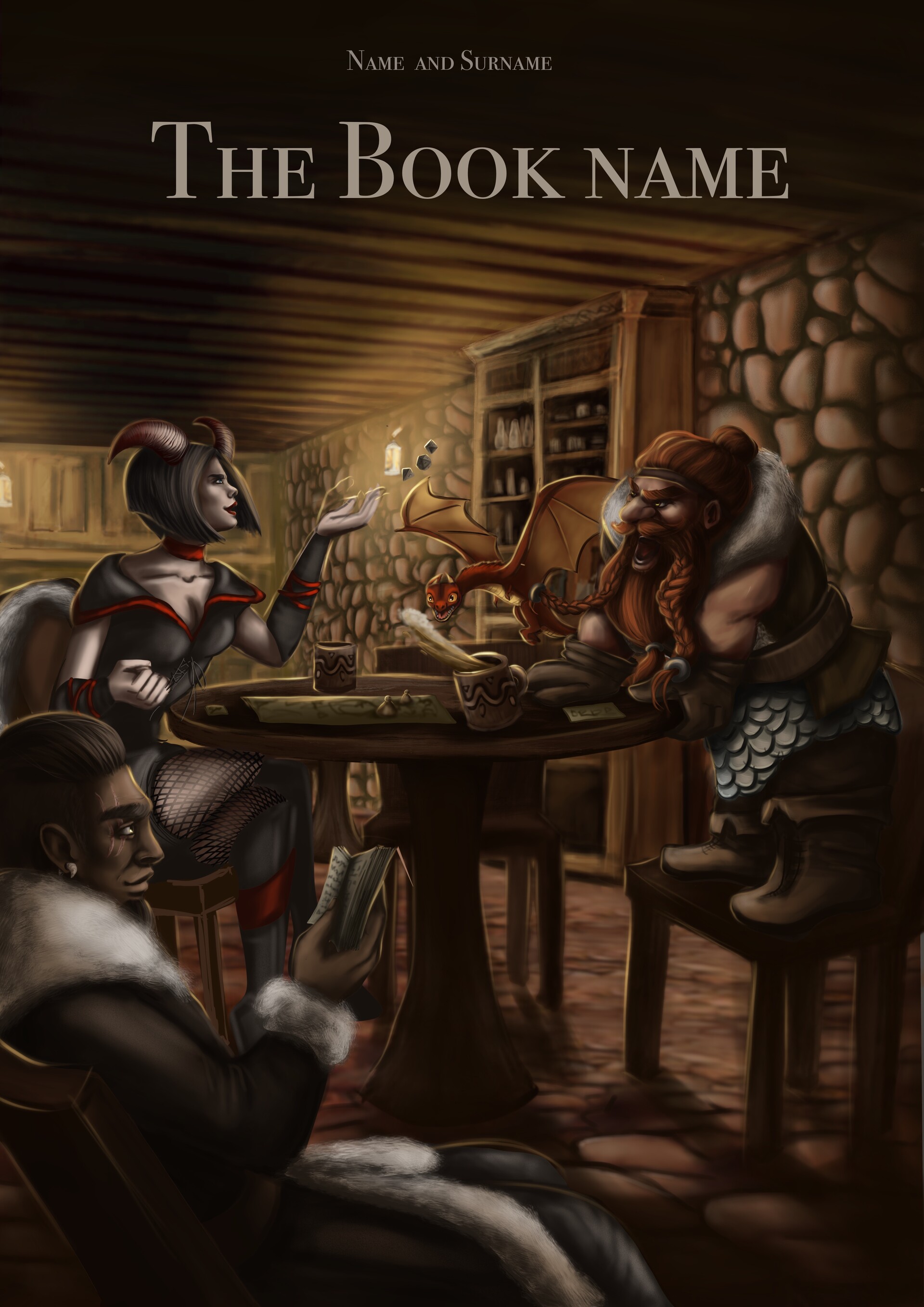 ArtStation - Party playing game in an old fantasy inn