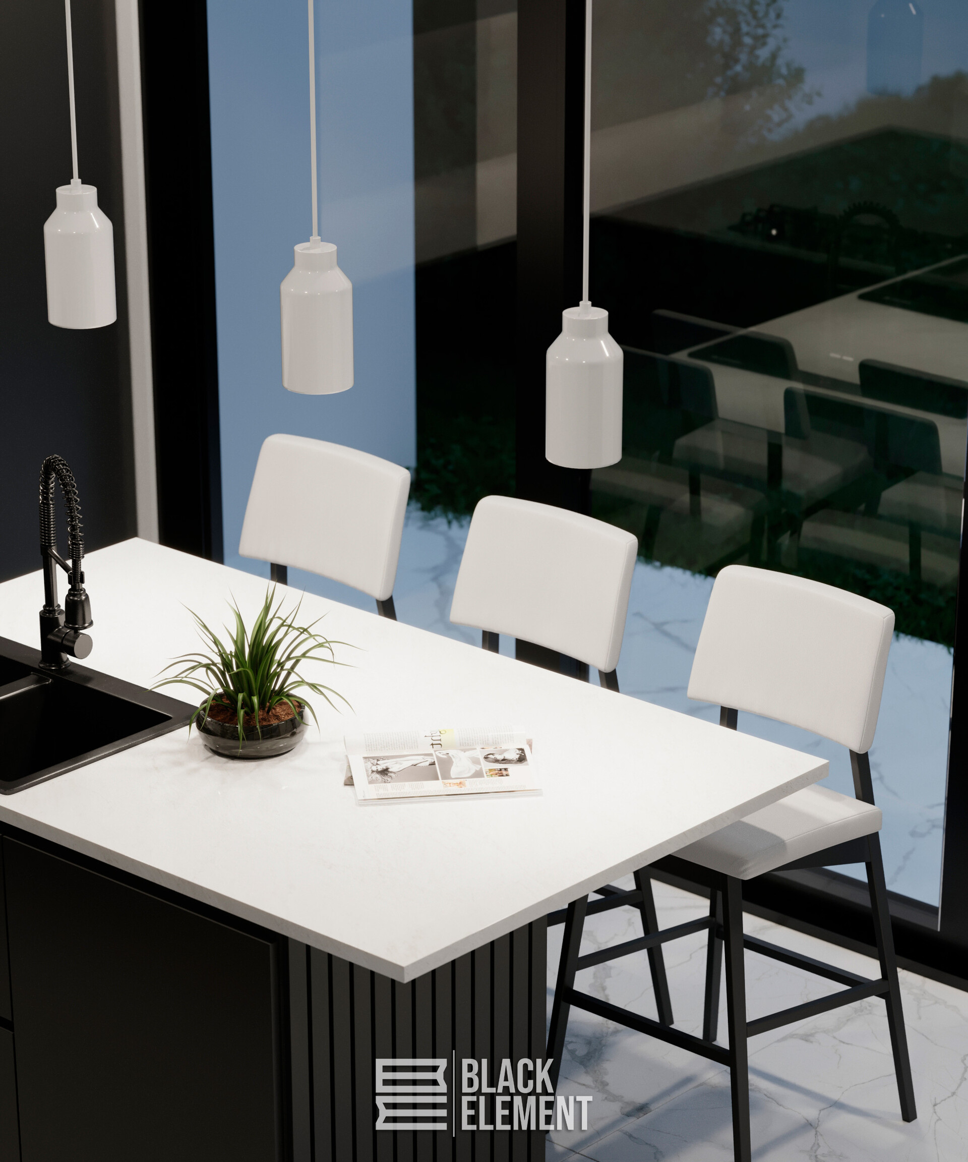 Black Element Studio - Rivero House - Kitchen Night