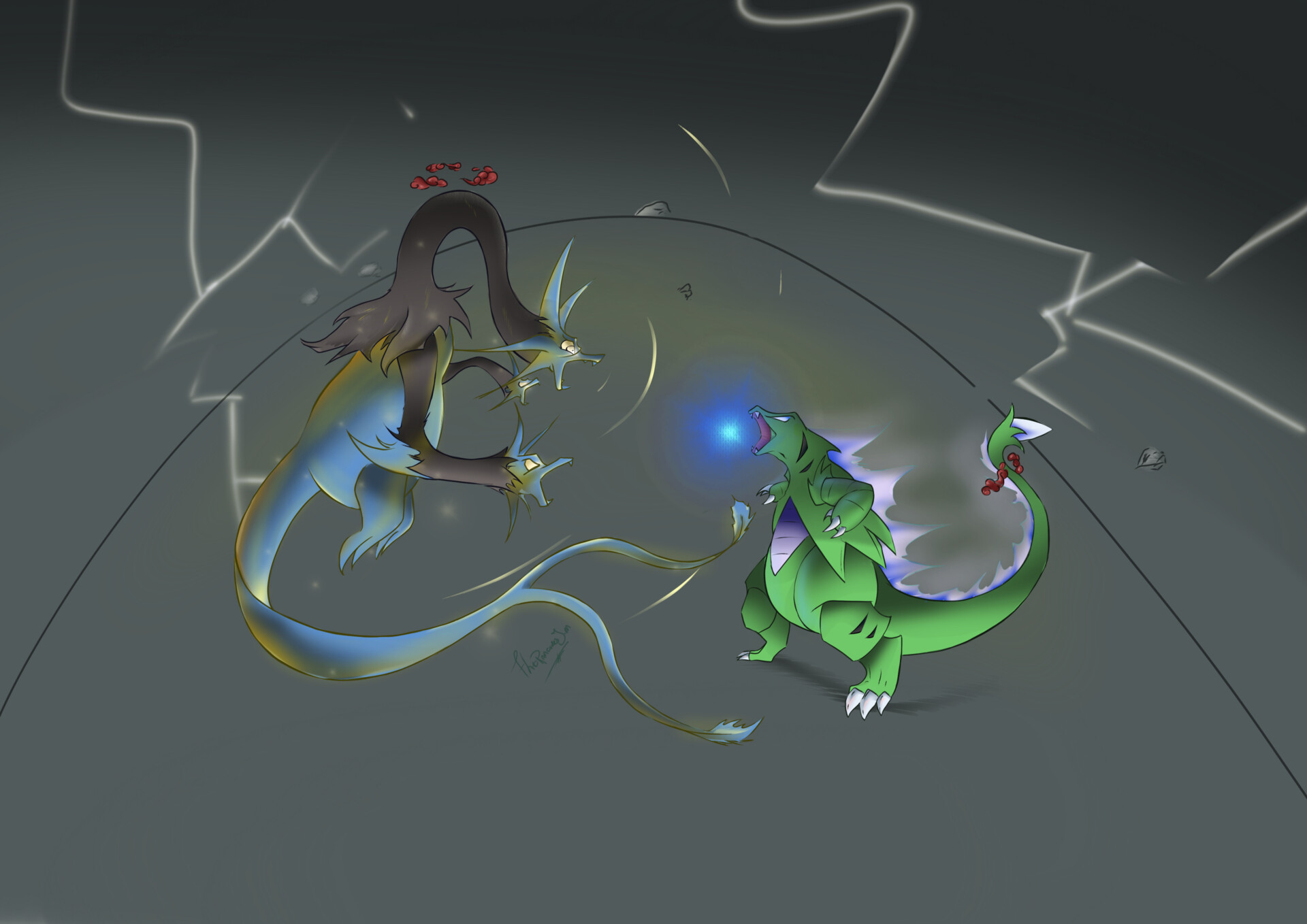 ArtStation - Tyranitar & Hydreigon Gmax fanart