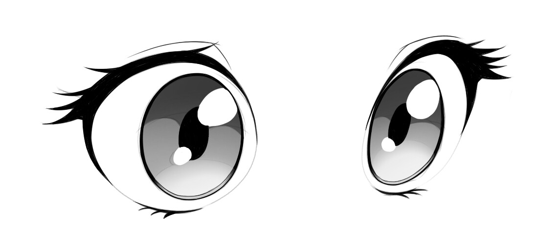 how to draw anime eyes at an angle