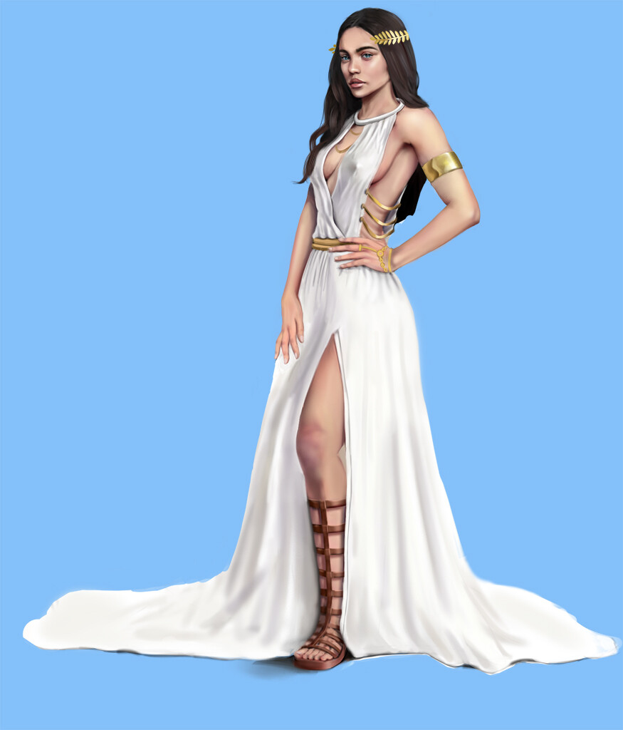 how to draw a greek dress