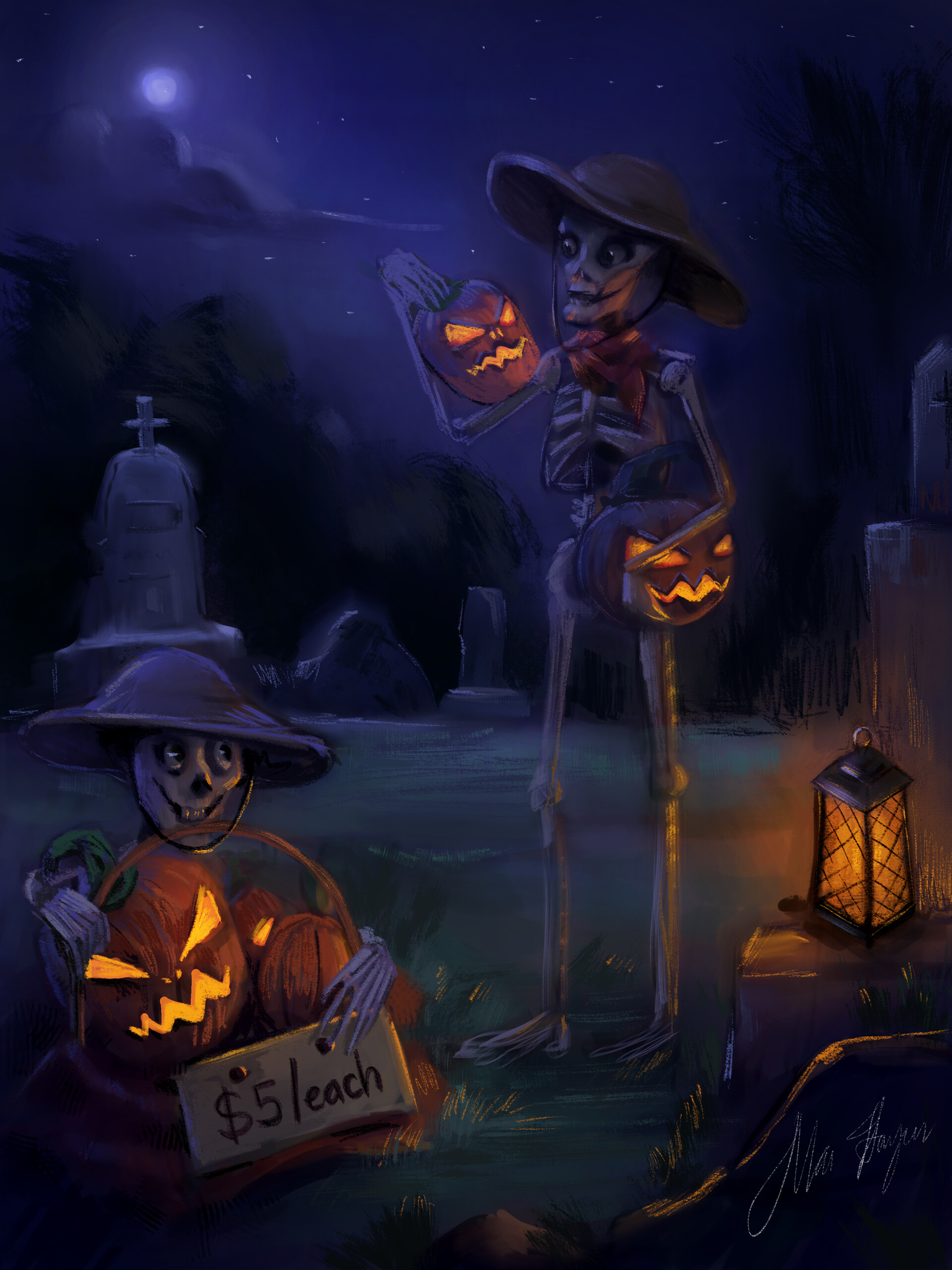 ArtStation - Halloween night of skeletons