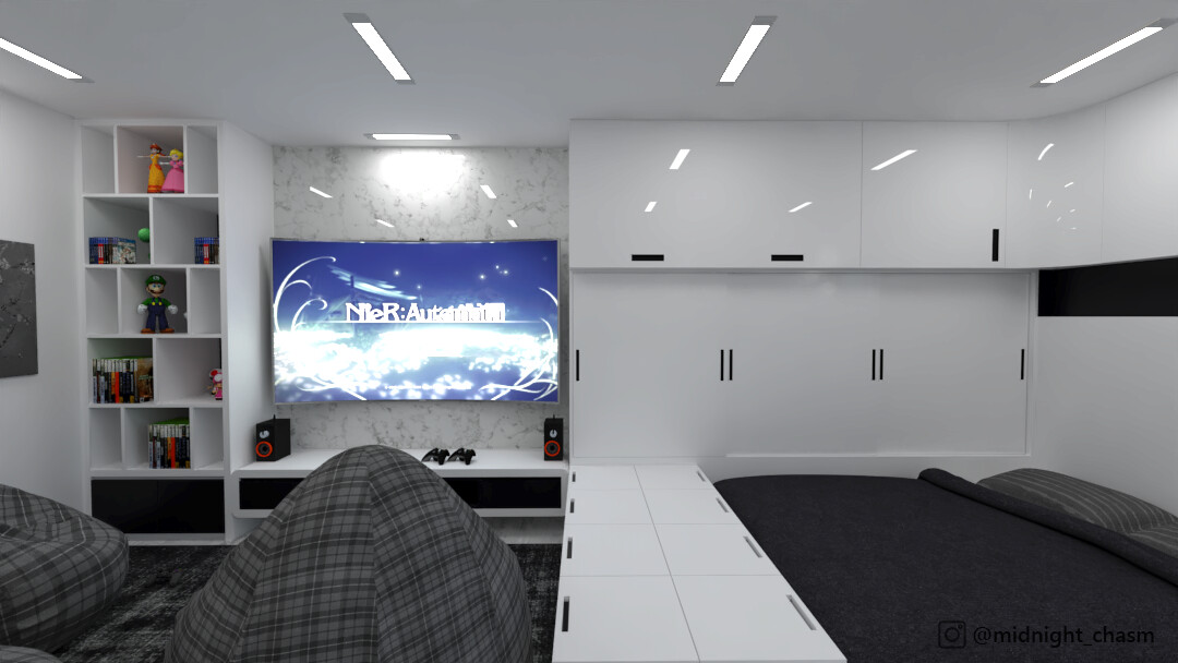 MidnightChasm - Black and White Bedroom