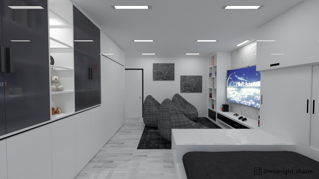 MidnightChasm - Black and White Bedroom