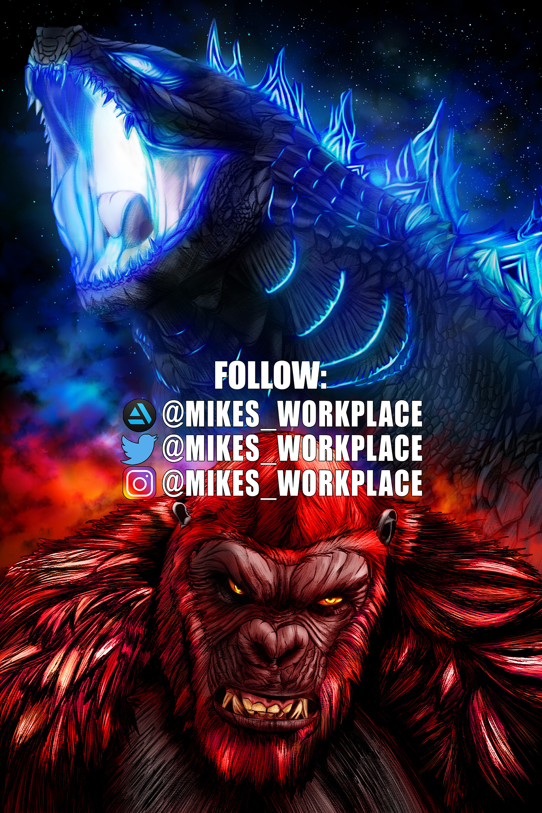 mikes_ workplace - Godzilla vs Kong Fan Art Poster 2021