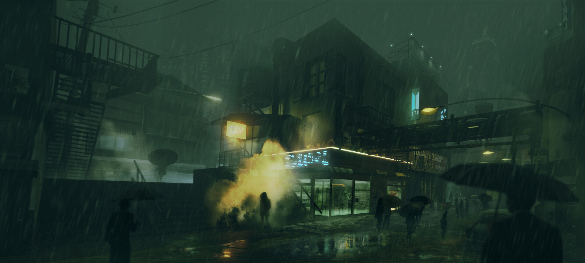 ArtStation - rain night