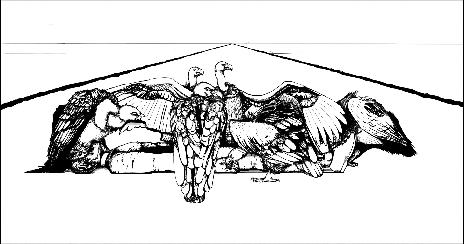 ArtStation - Vultures eating dead body_panel, Dragonman comic