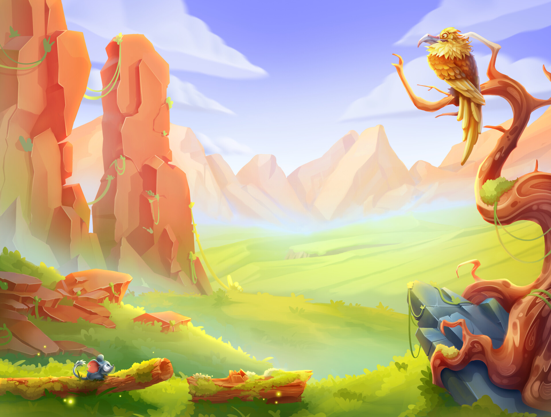 ArtStation - Mountain landscape, 2D background