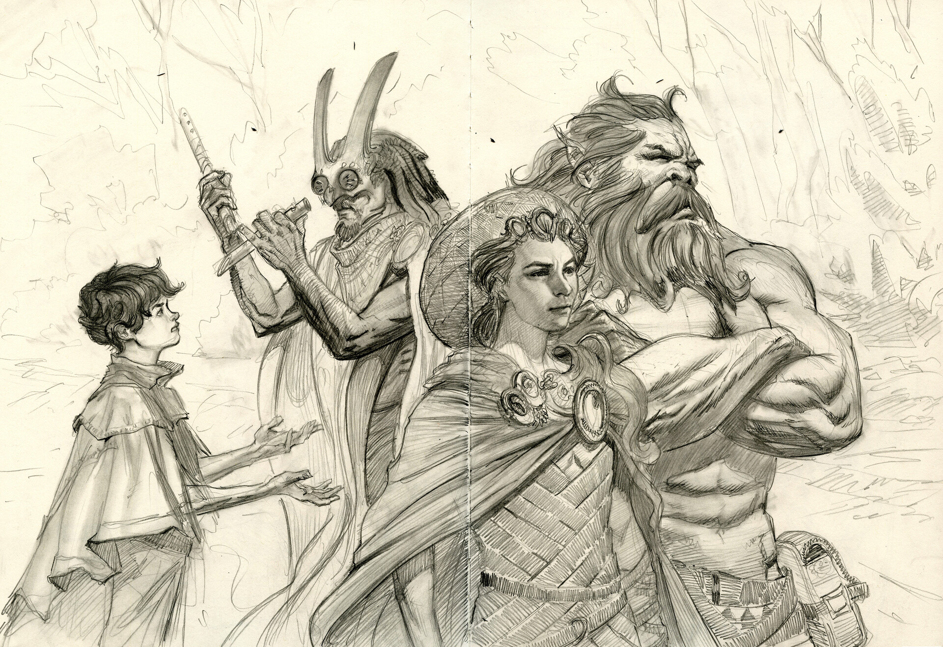 ArtStation - Forest Crew Sketchbook Drawing