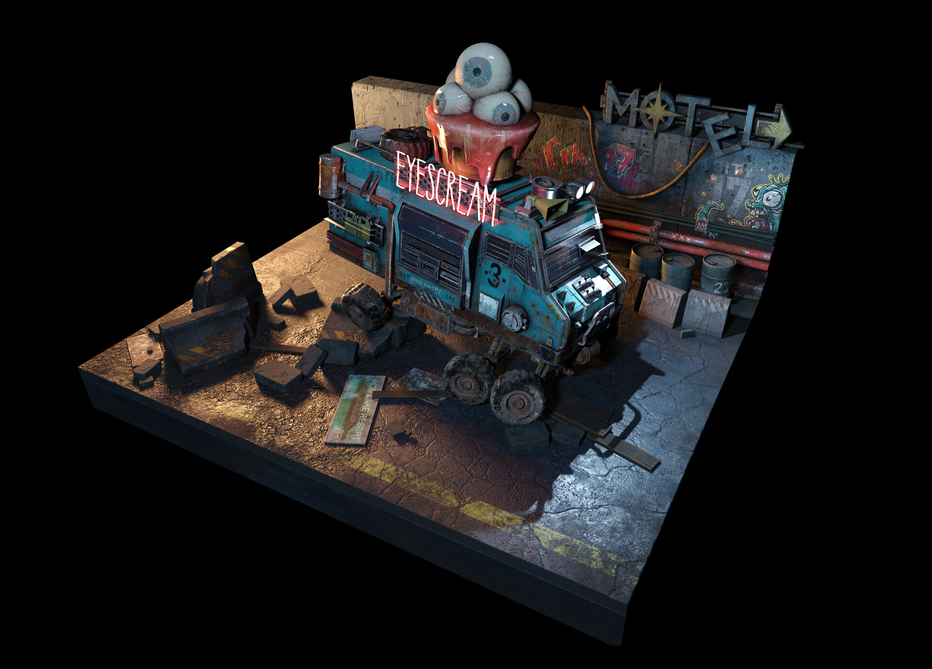 ArtStation - Post Apocalyptic Ice Cream Truck