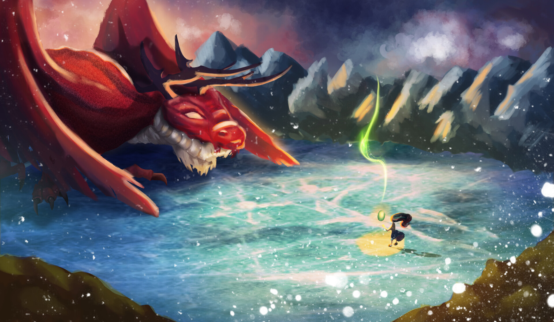 ArtStation - - Ivy and the Mother Dragon - [ A Winter Song ]