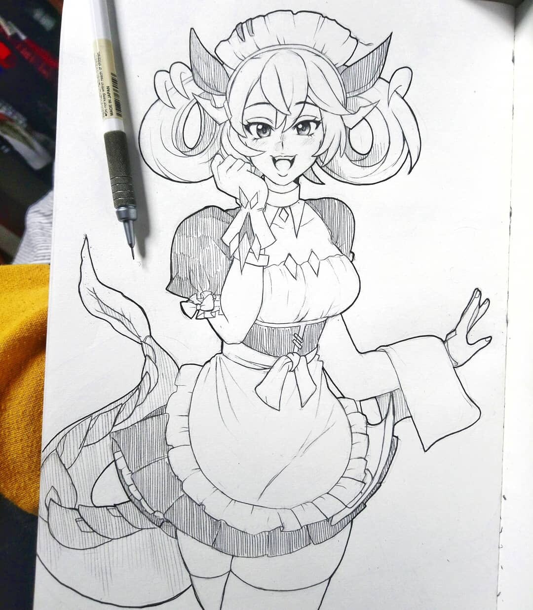 ArtStation - Parlour Dragonmaid Sketch
