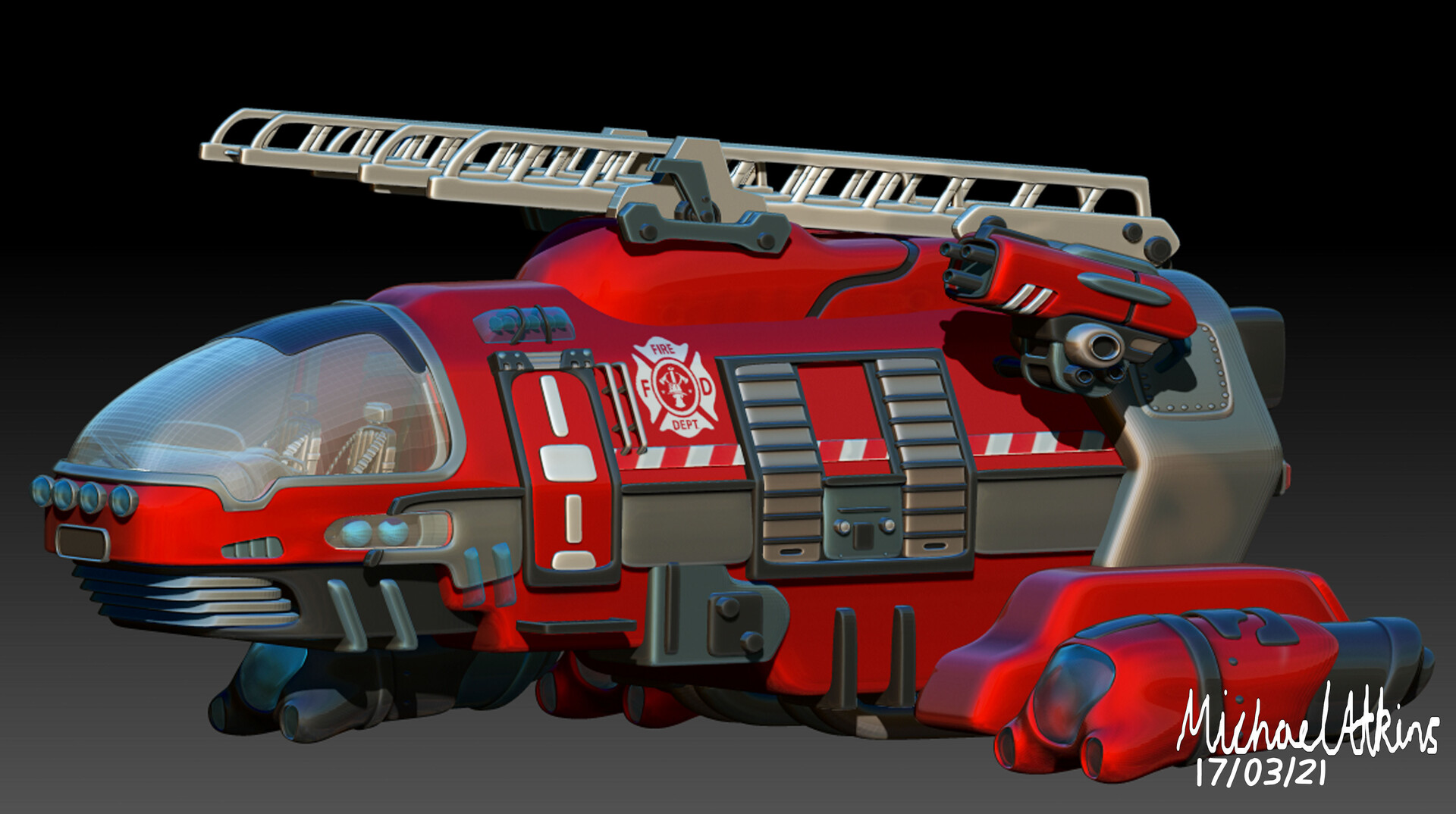 ArtStation - Michael Atkins 3D Futuristic Firetruck