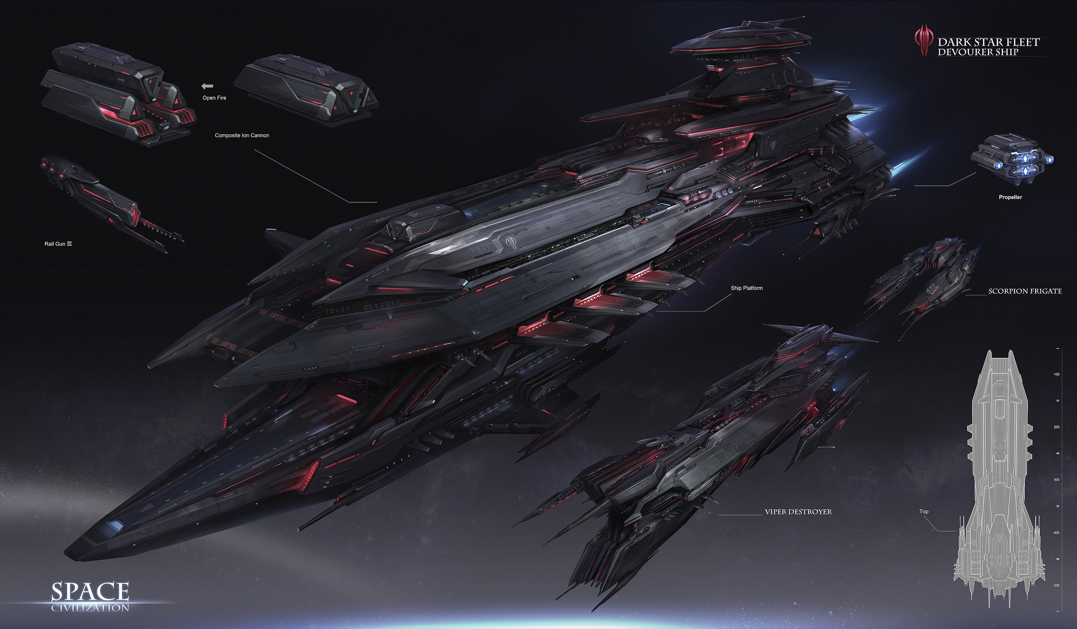 Spaceship Fleet Concept Art