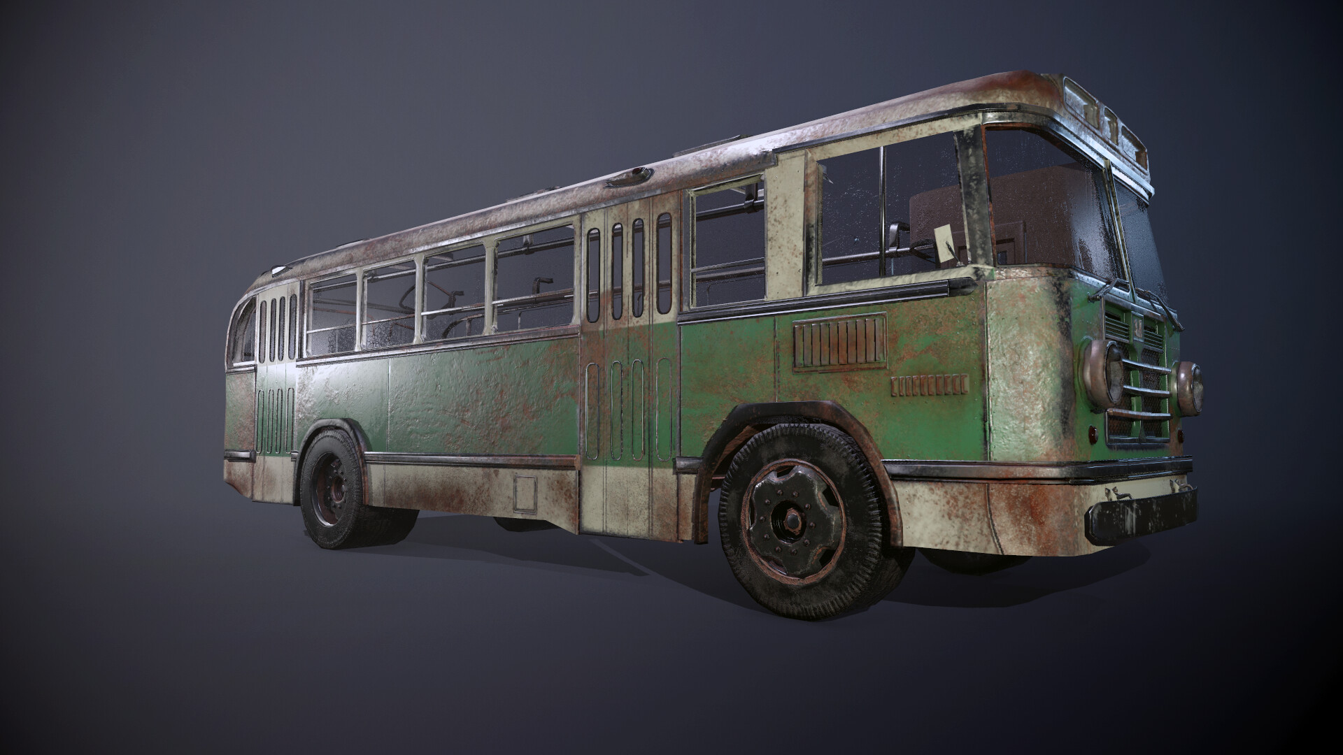 ArtStation - Game ready rusty and damaged bus