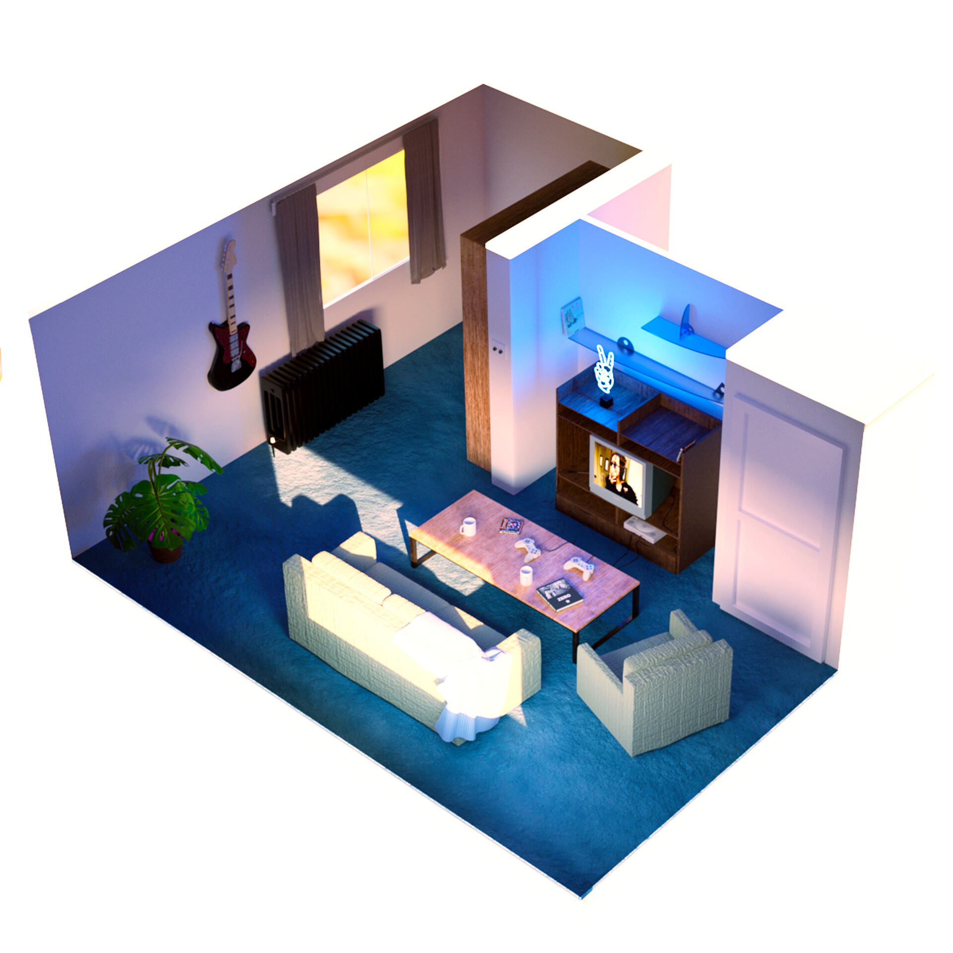 ArtStation - Isometric 1990s Interior
