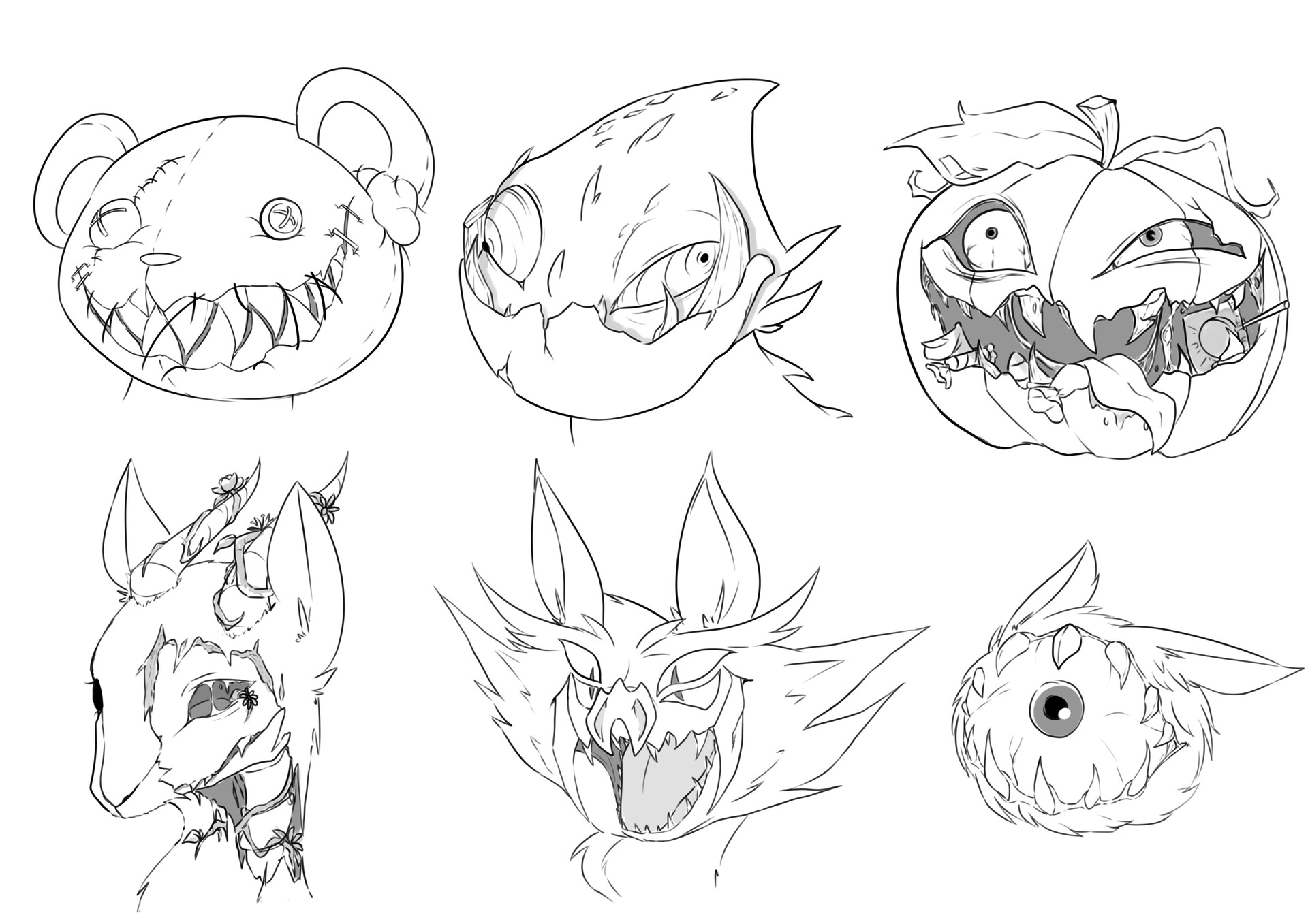ArtStation - Monster Head Sketches