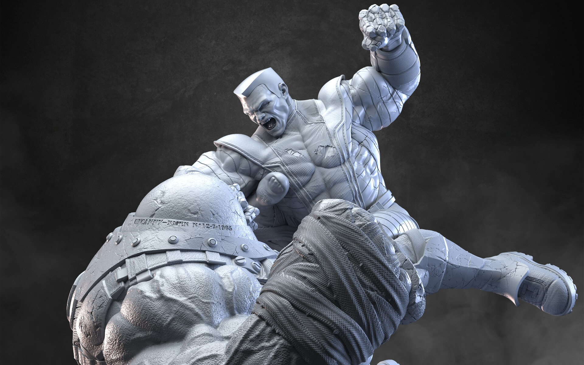 jorge villar - Juggernaut vs colossus - fan art (gray renders)