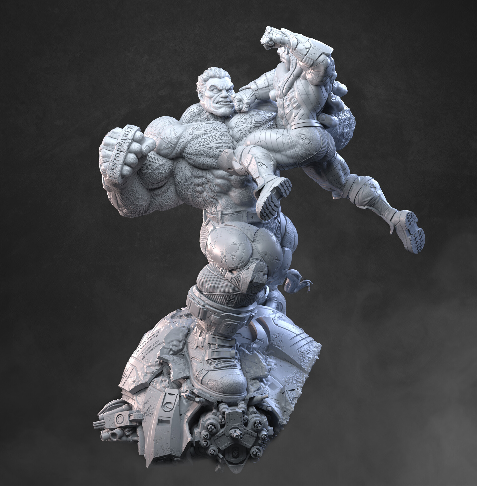 jorge villar - Juggernaut vs colossus - fan art (gray renders)