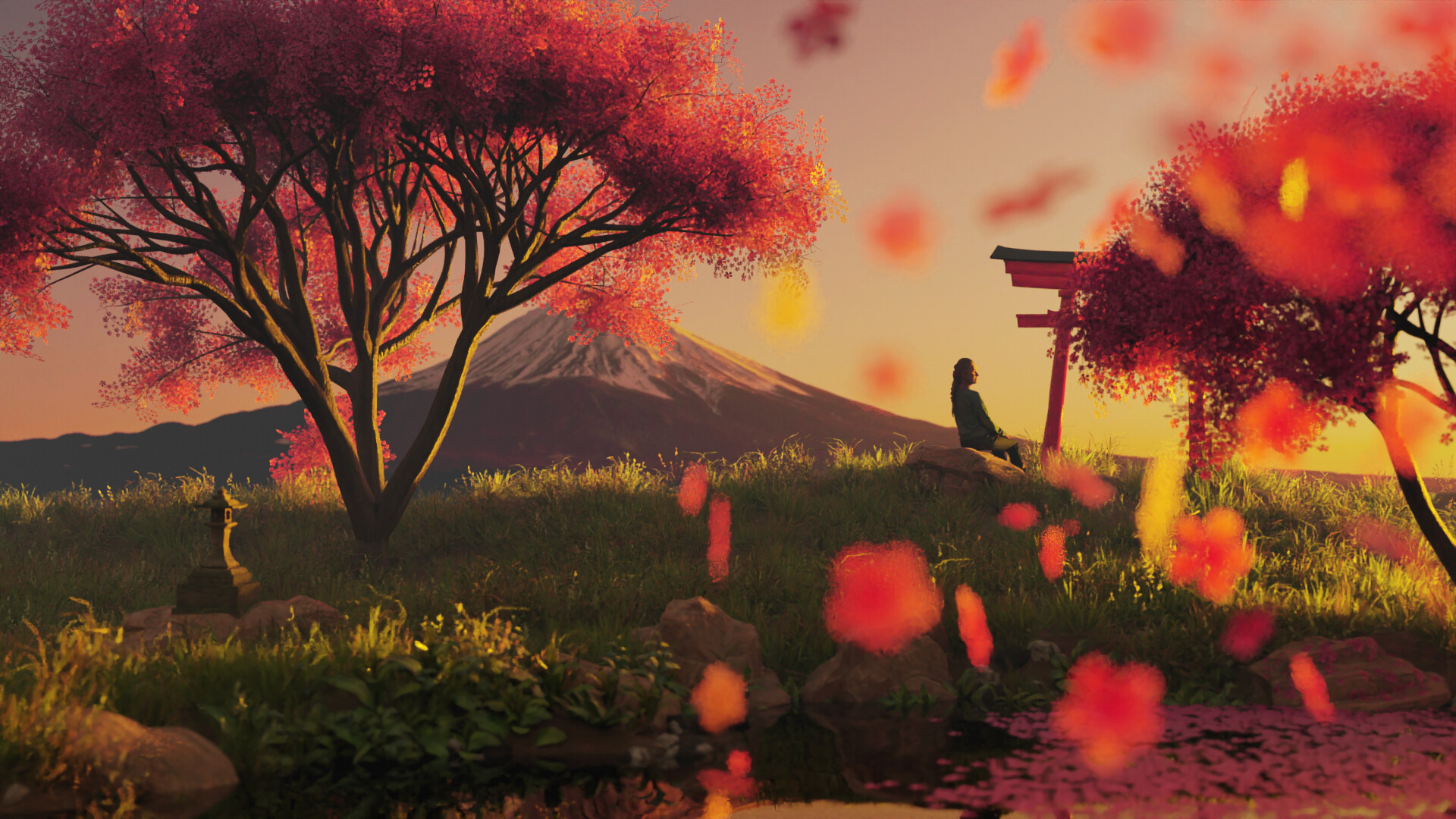 ArtStation - Sakura Garden Scene