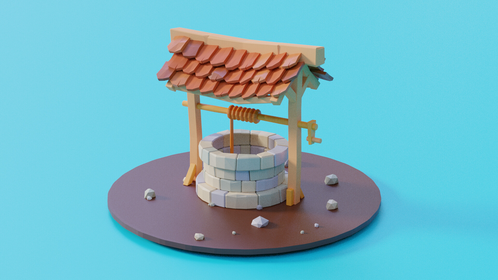 ArtStation - Low poly medieval well