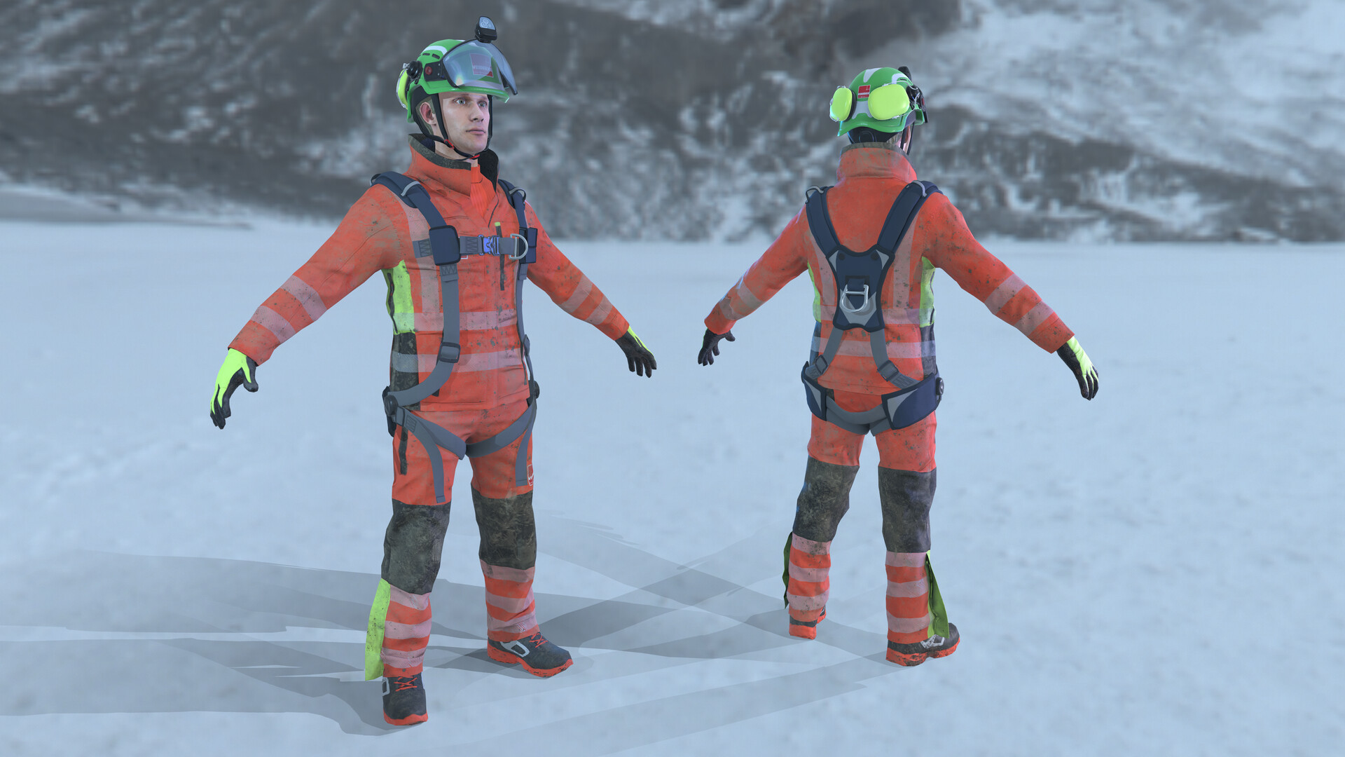 ArtStation - Male character with safety harness for VR crane simulator
