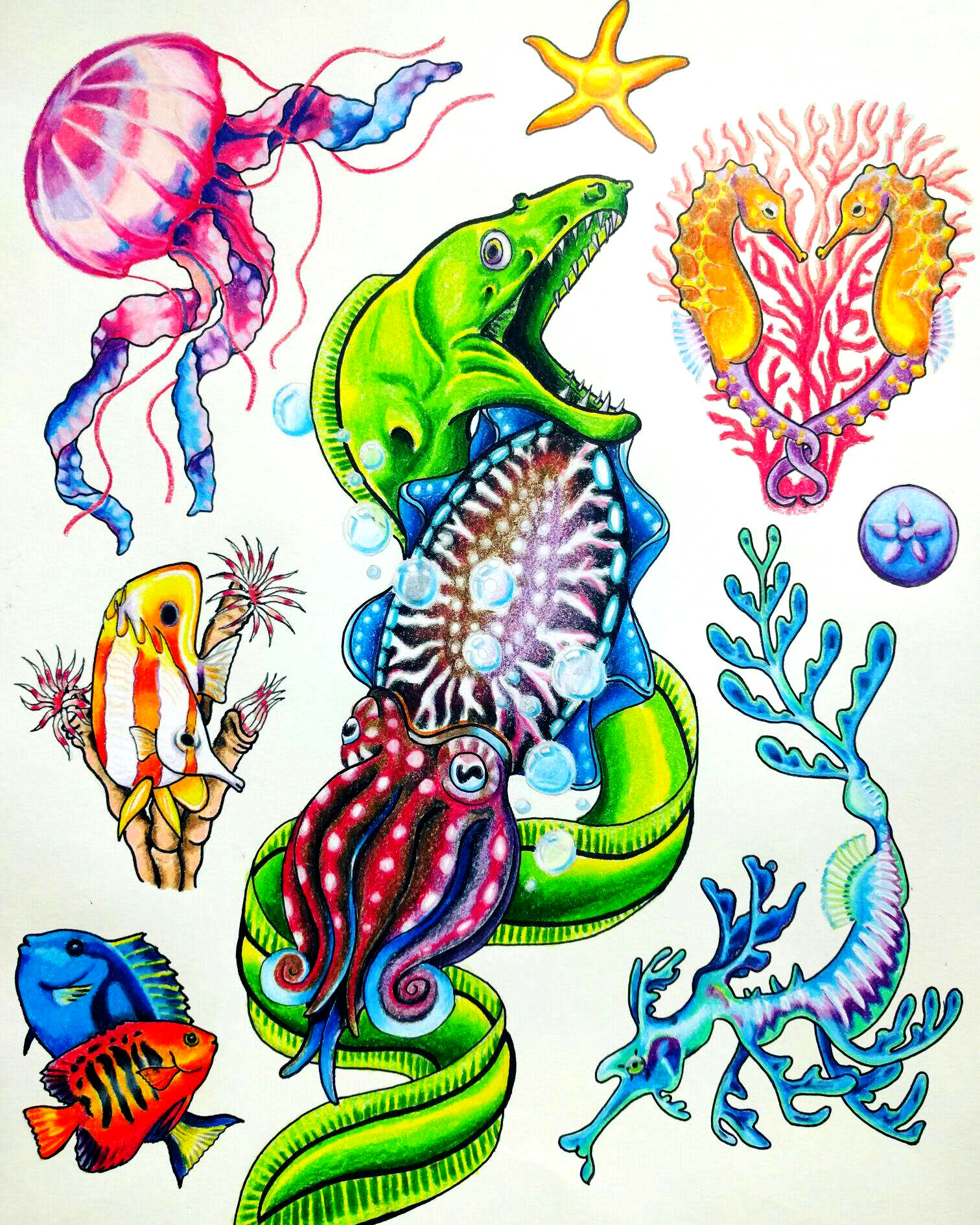 Underwater Ocean Tattoos Flash