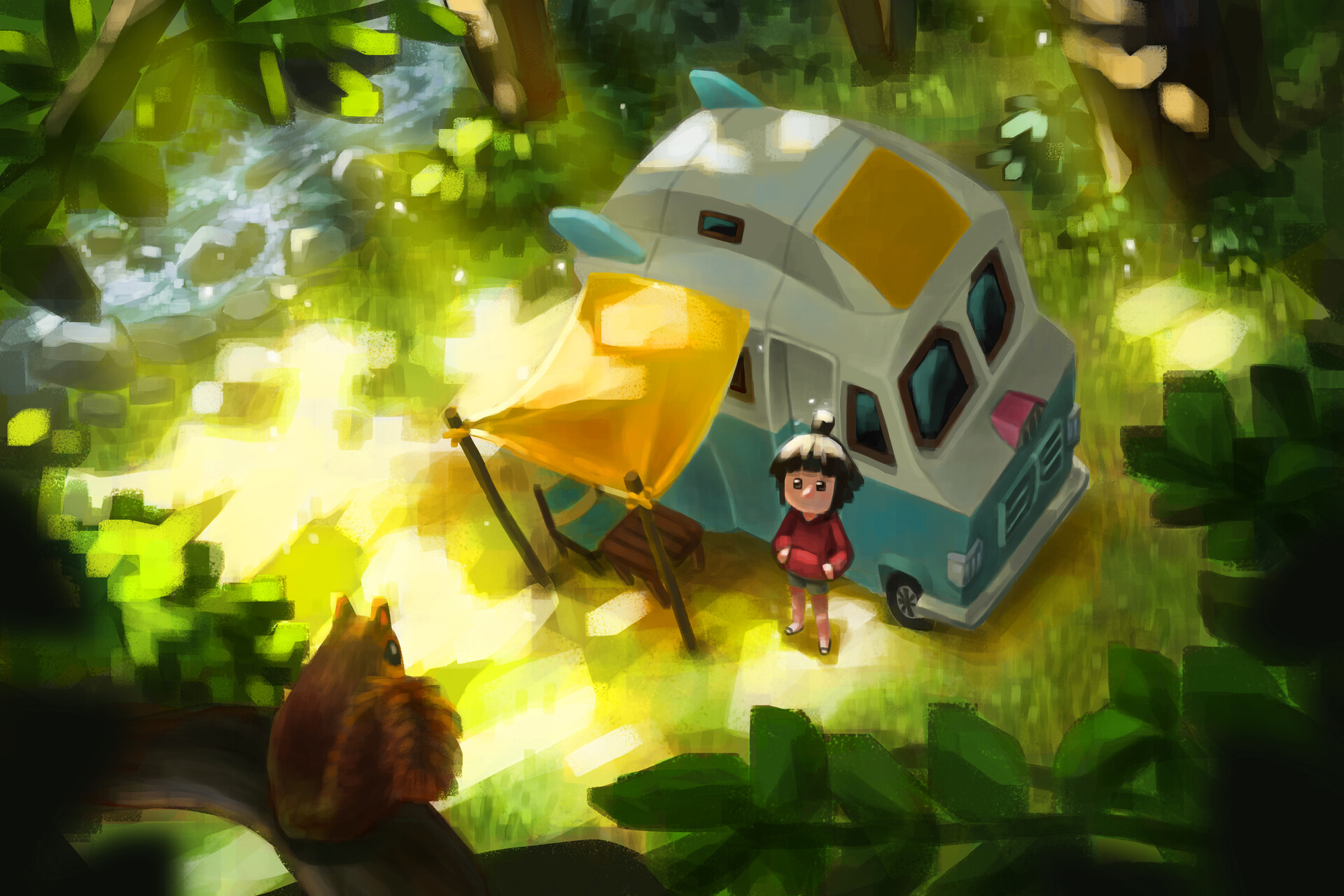 ArtStation - RV Camping in the forest