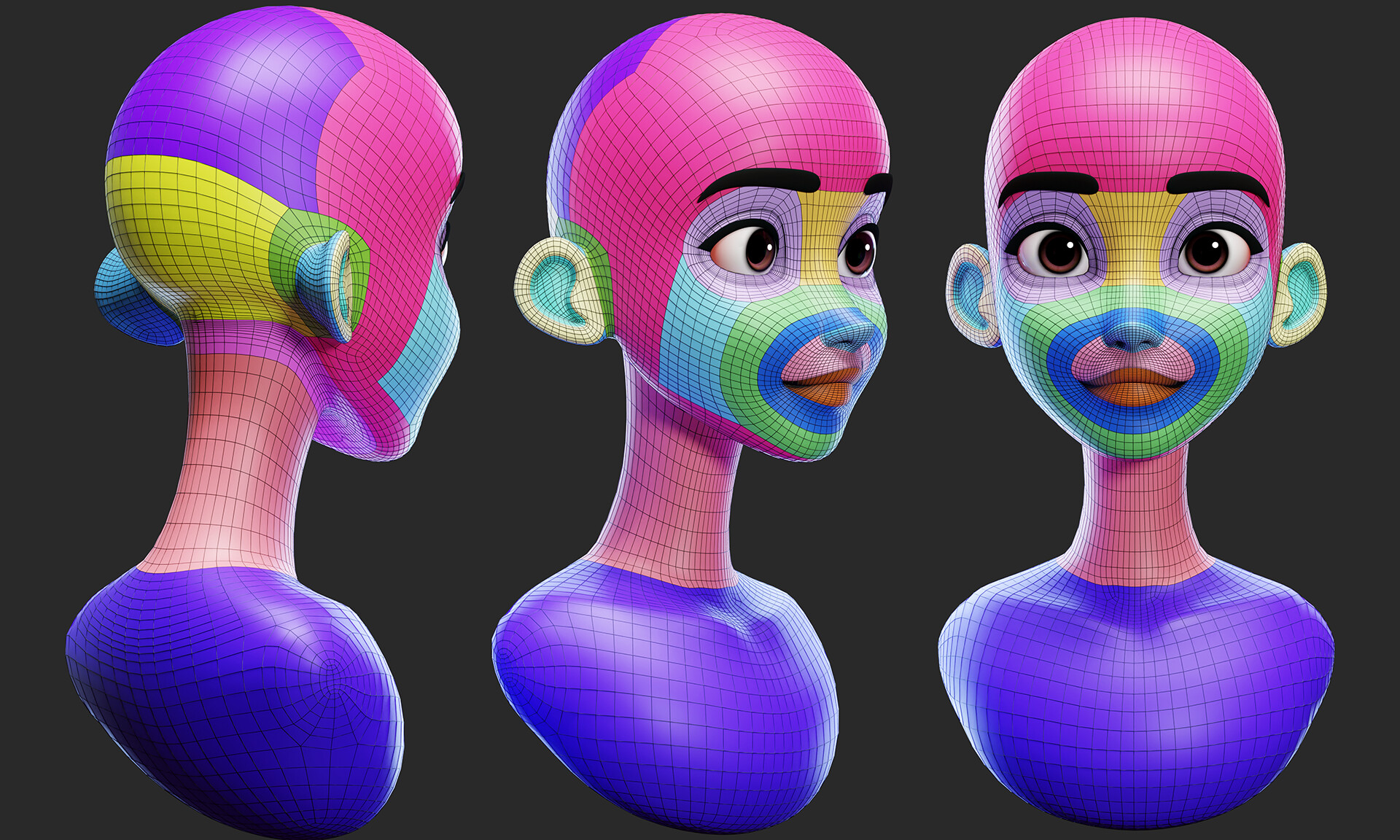 ArtStation - My Face Retopology(Wireframe)