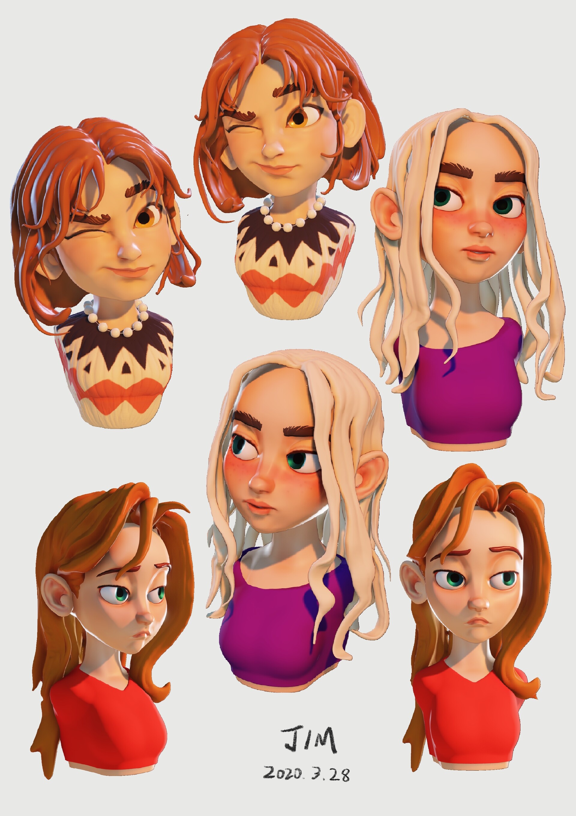 ArtStation - Personality Stylized Cartoon Character design_girls