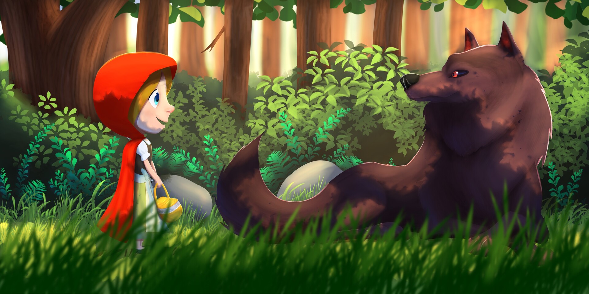 ArtStation - Little Red Riding Hood meets the Wolf