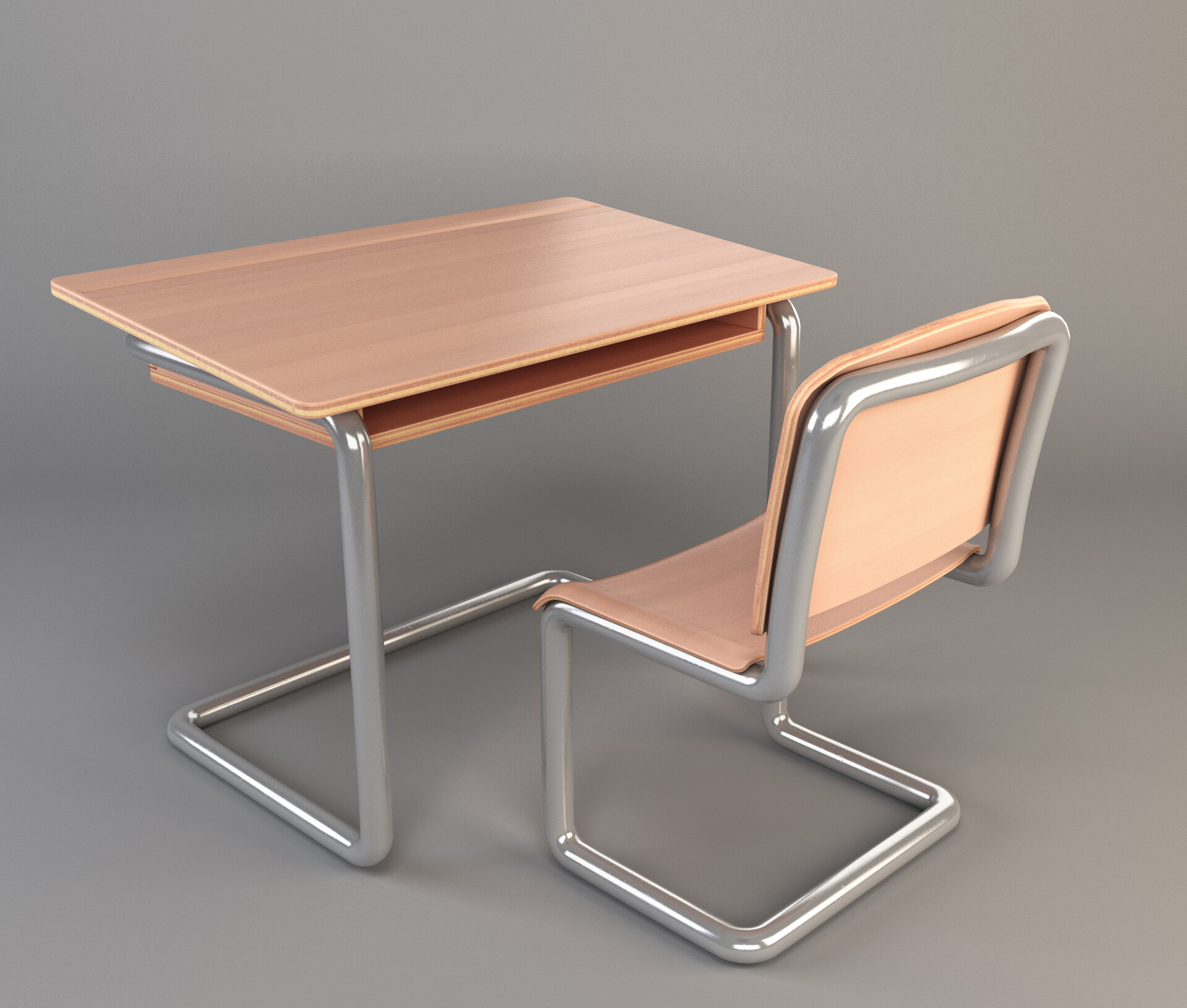 ArtStation - wooden school desk
