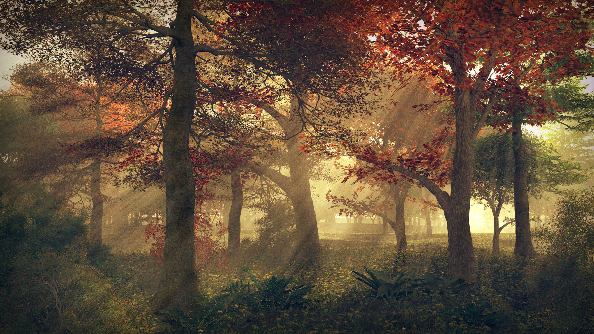 ArtStation - Misty Autumn Forest