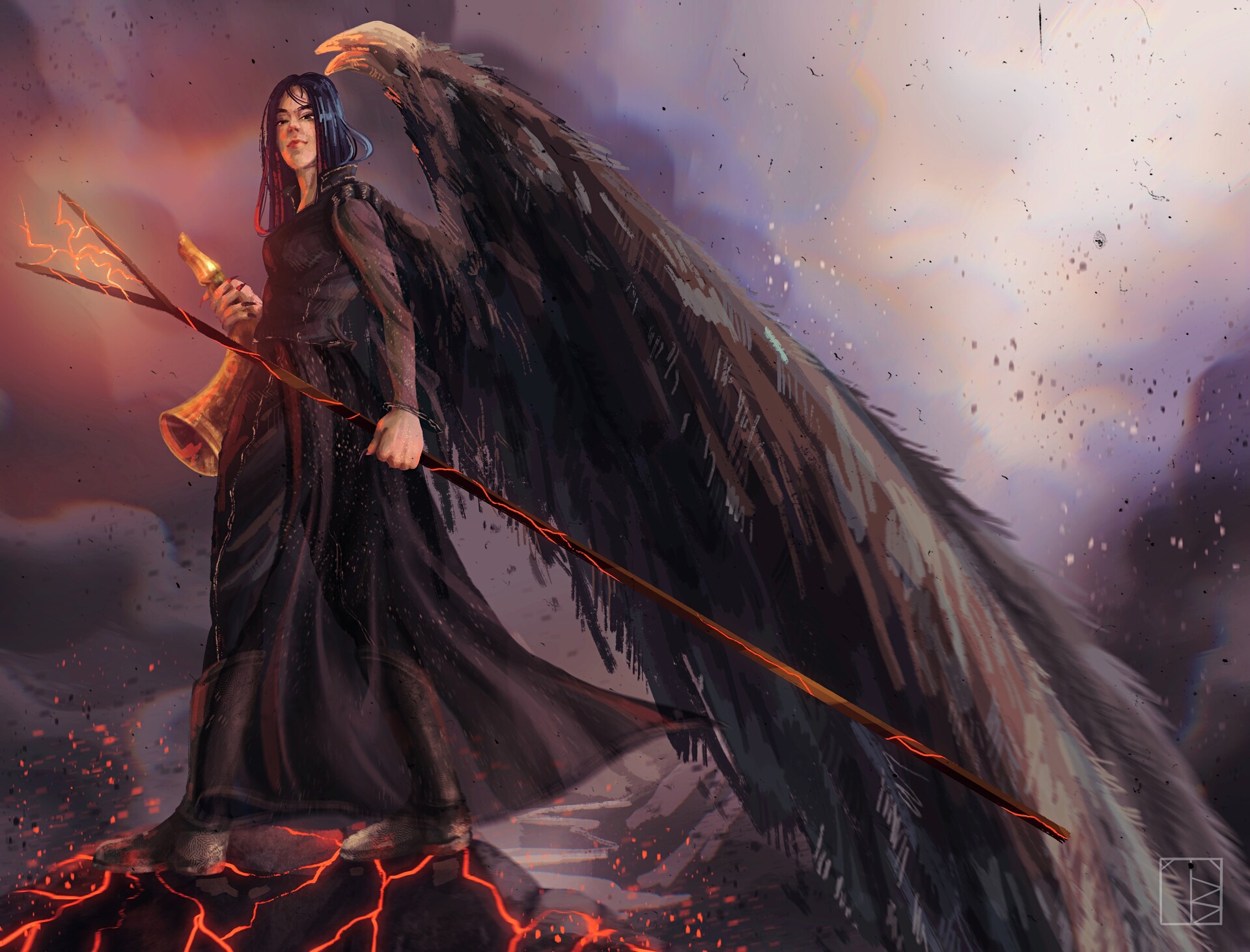 ArtStation - sketch of mage dark angel character for game project (part 2)