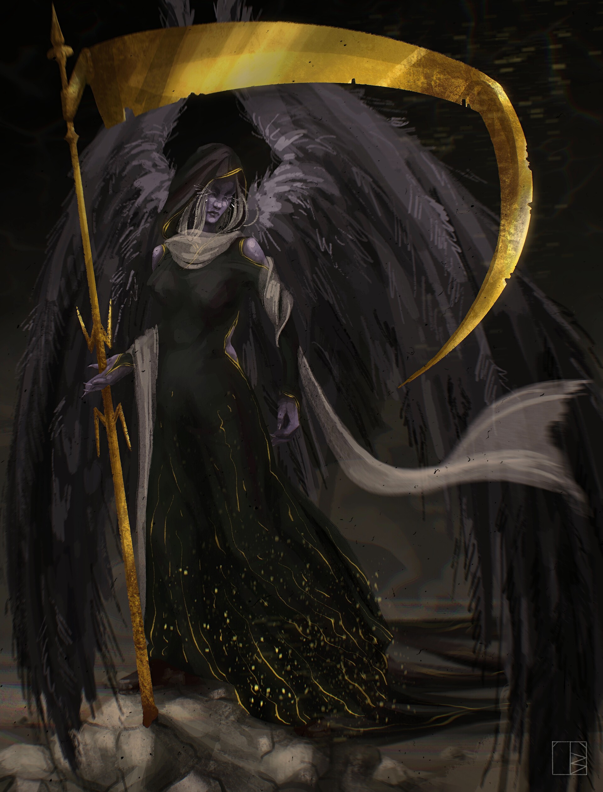 ArtStation - sketch of cleric dark angel character for game project ...