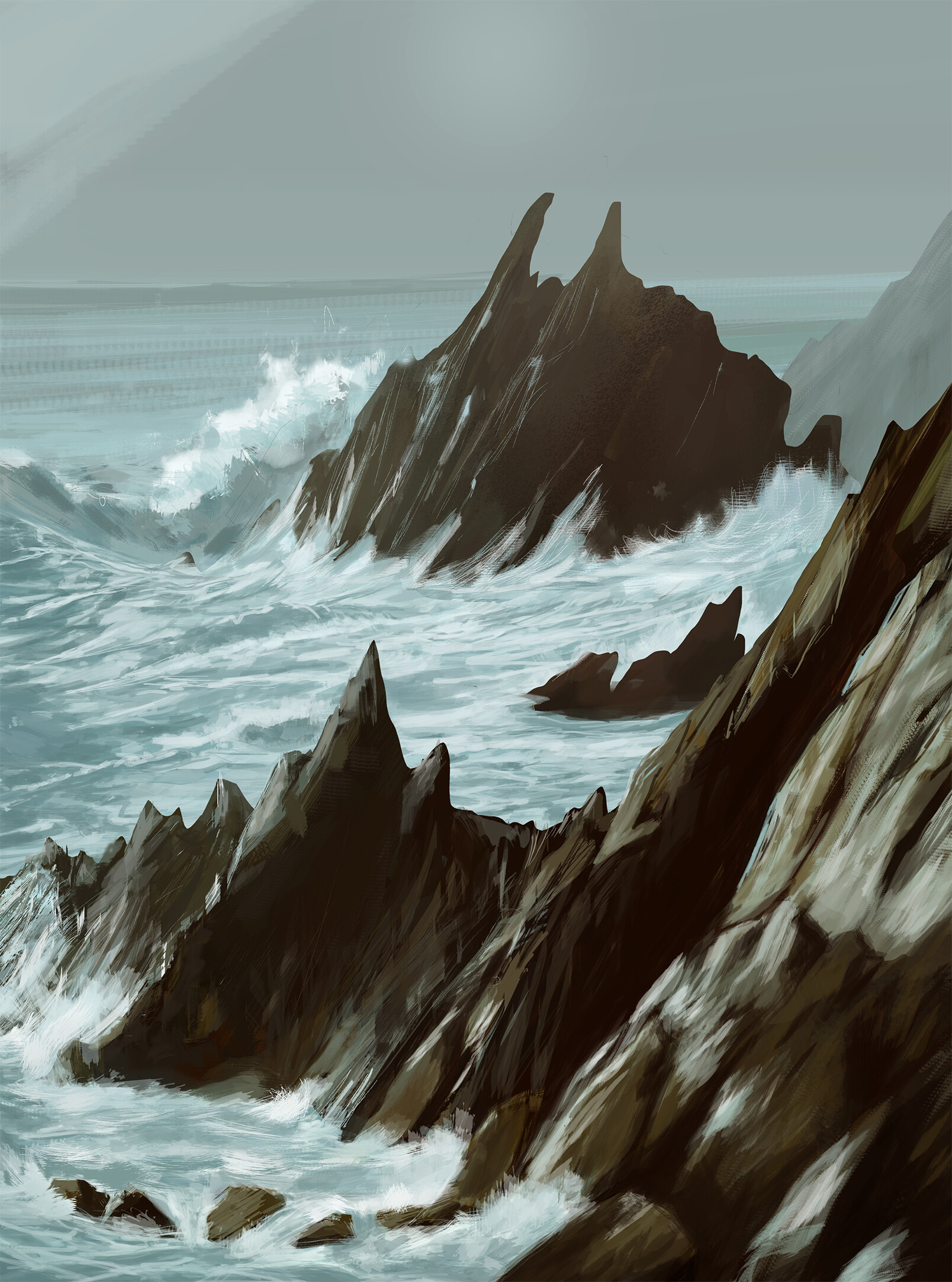 ArtStation - Stormy seashore
