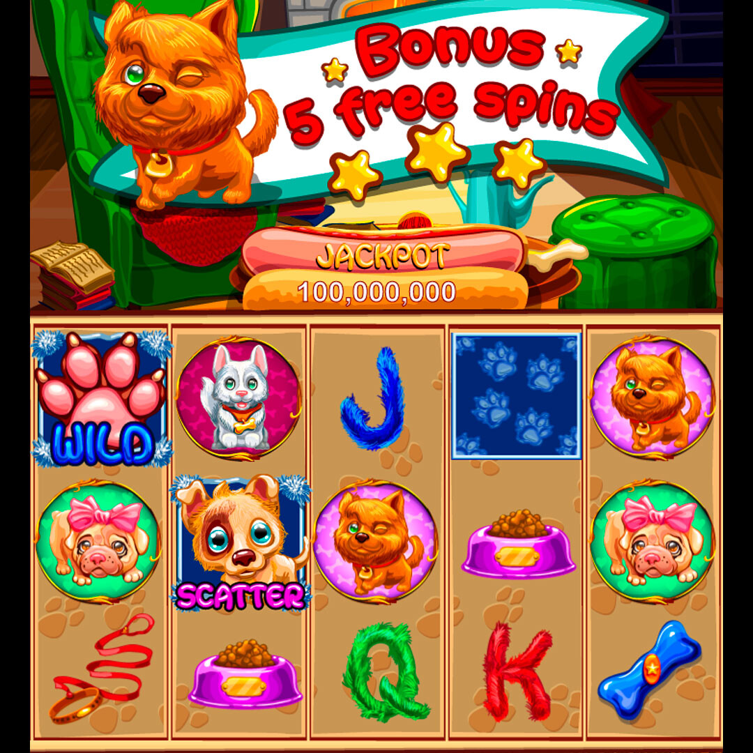 ArtStation - Pets themed slot game reels