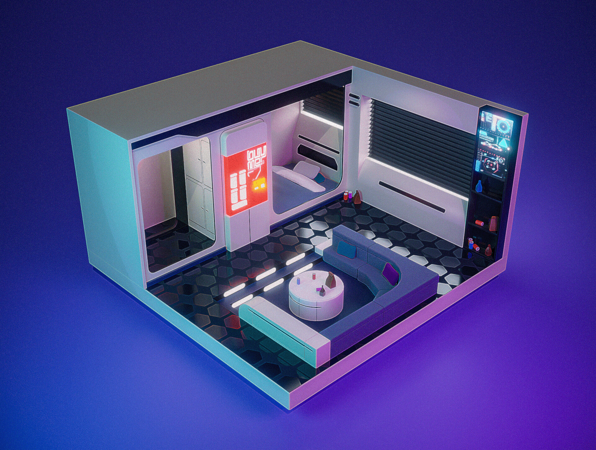 ArtStation - Low Poly Cyberpunk Apartment