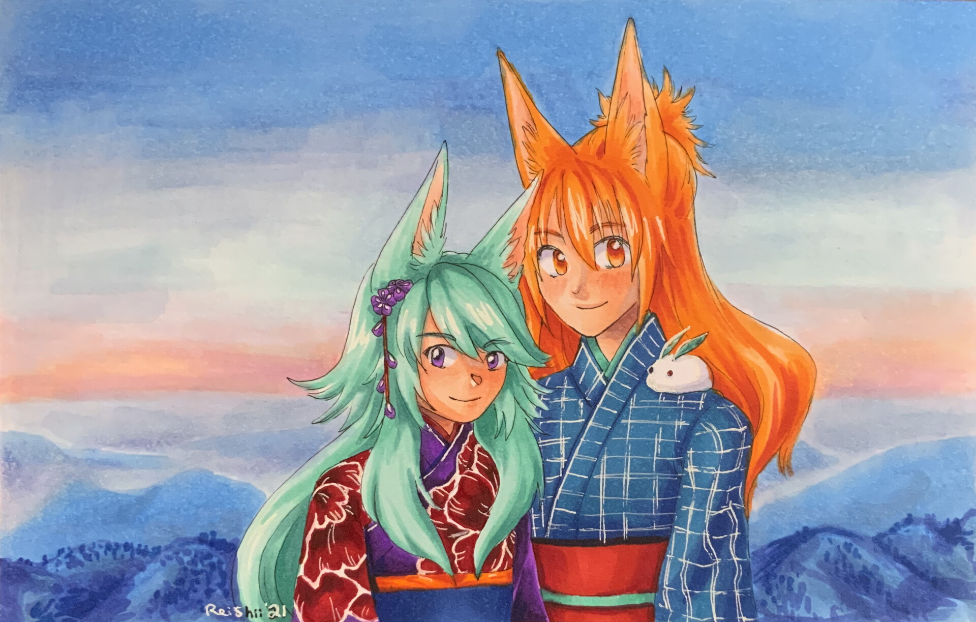 ArtStation - Corelia & Ashryn Dawn Kimono Portrait