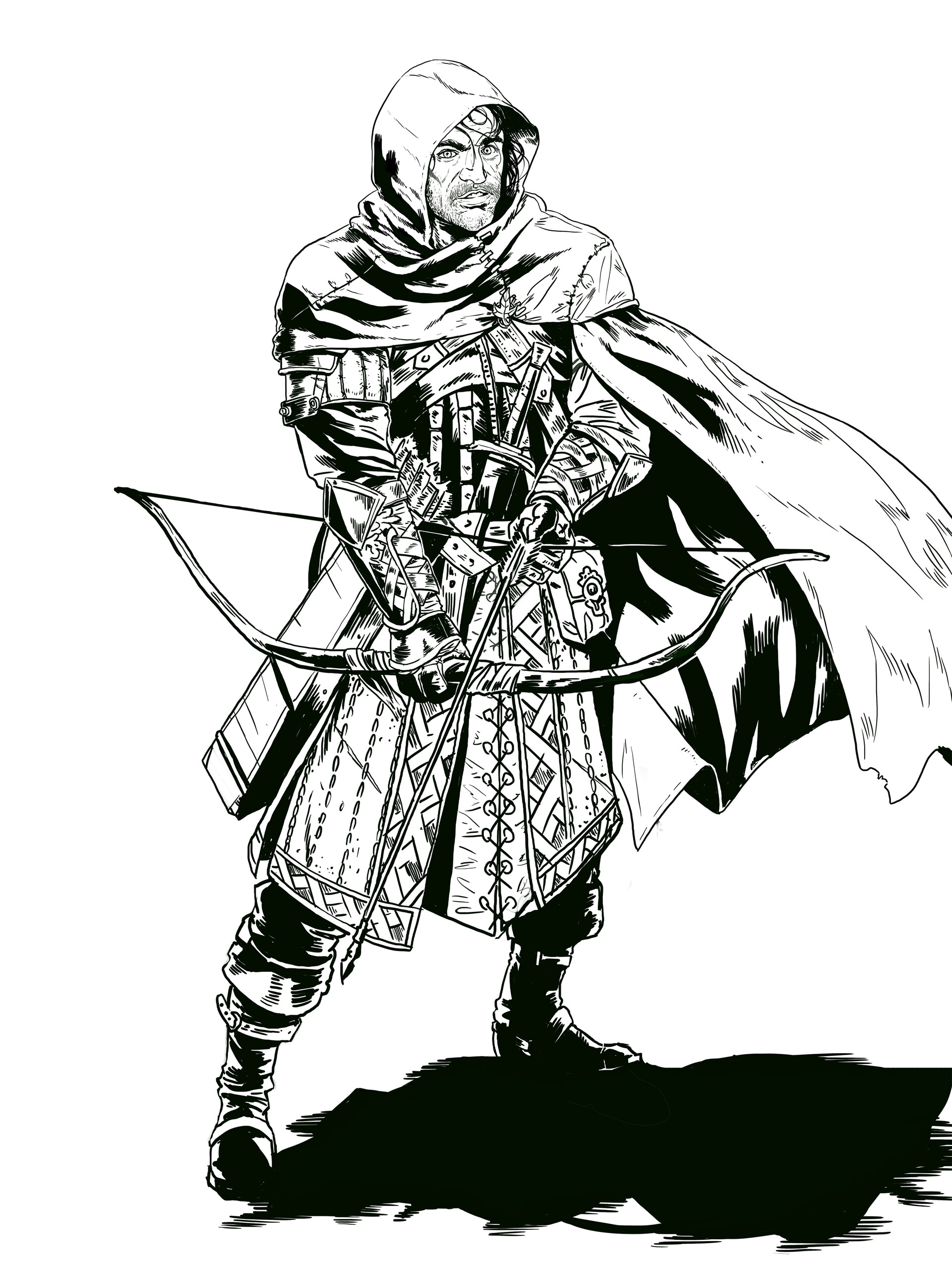 ArtStation - LOTR style Ranger full body lineart commission - DnD Character
