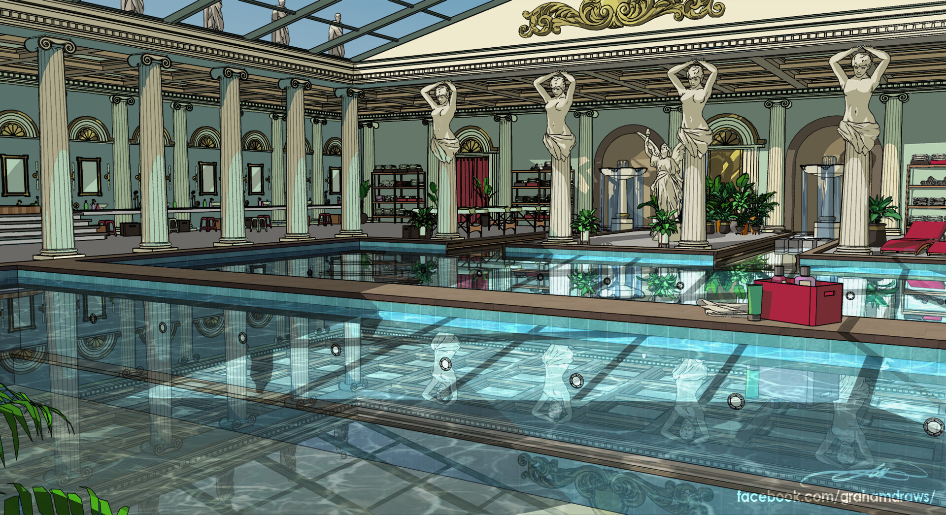 ArtStation - Bath House Background (Standard)