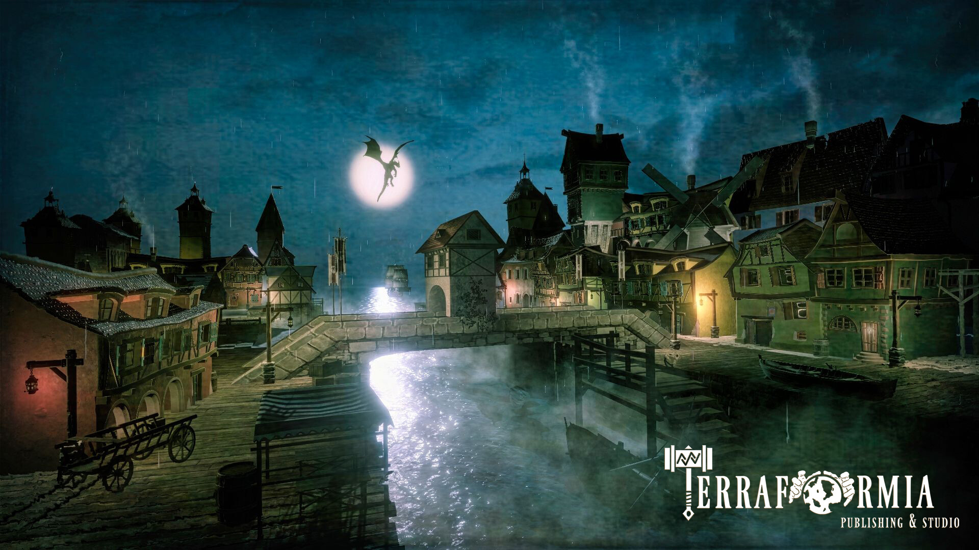 ArtStation - An unexpected visit (fantasy village by night)