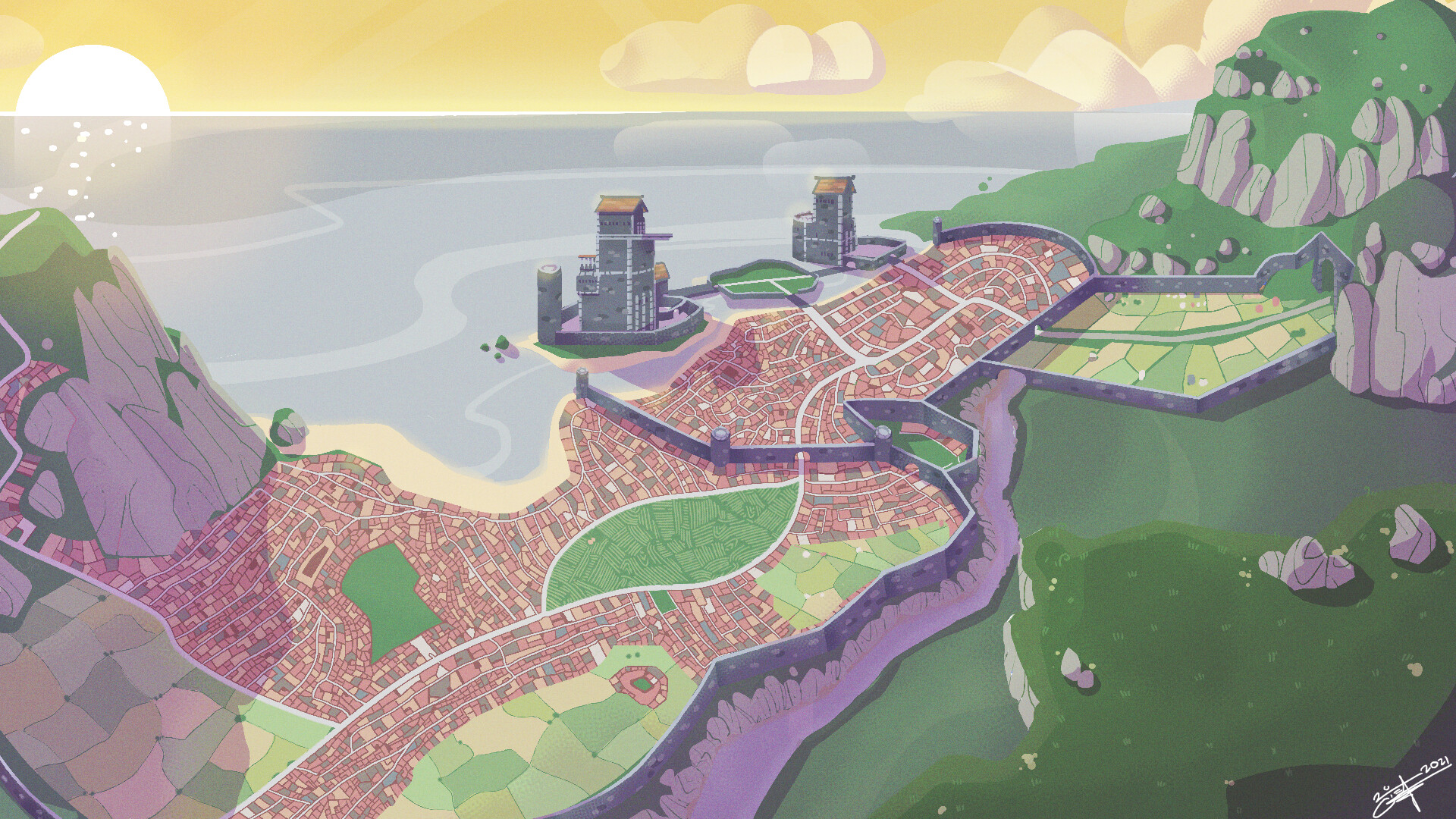 ArtStation - Gelt city Night and Sunset