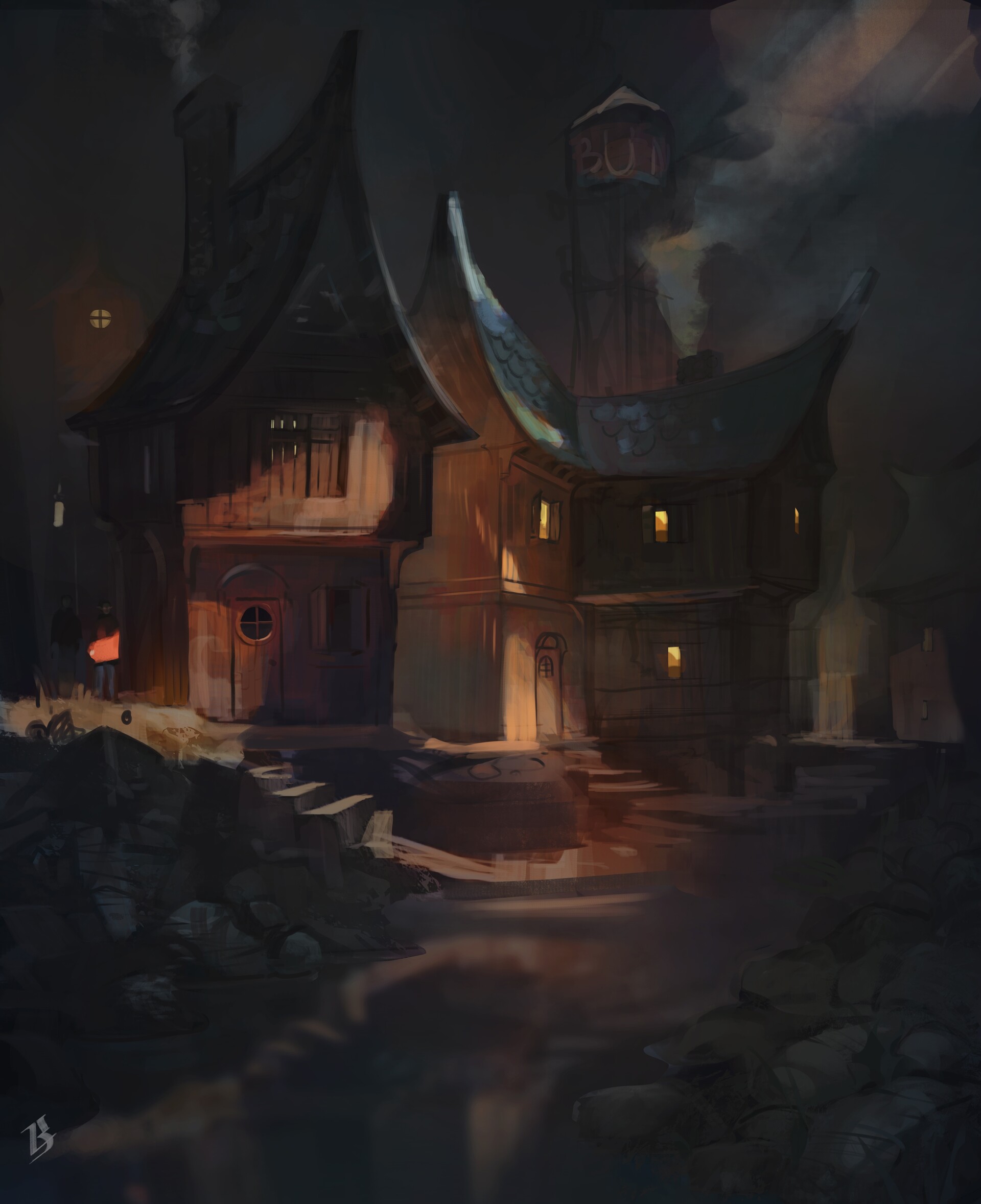 ArtStation - elven cave settlement