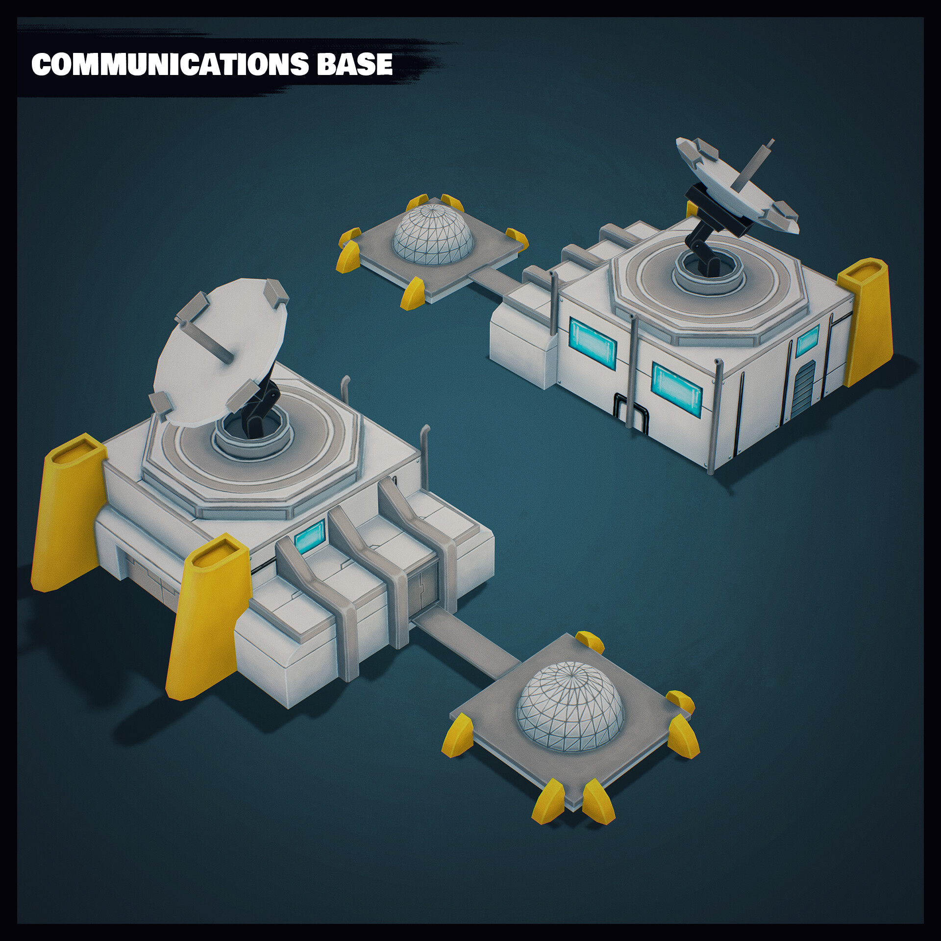 ArtStation - NPR mobile game asset: Communications base and Hangar 1.