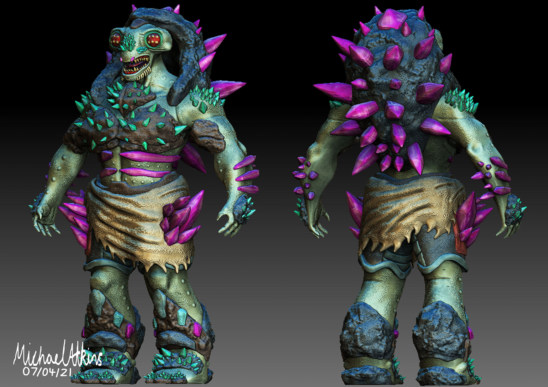 ArtStation - Michael Atkins 3D Crystal Alien Character Sheet